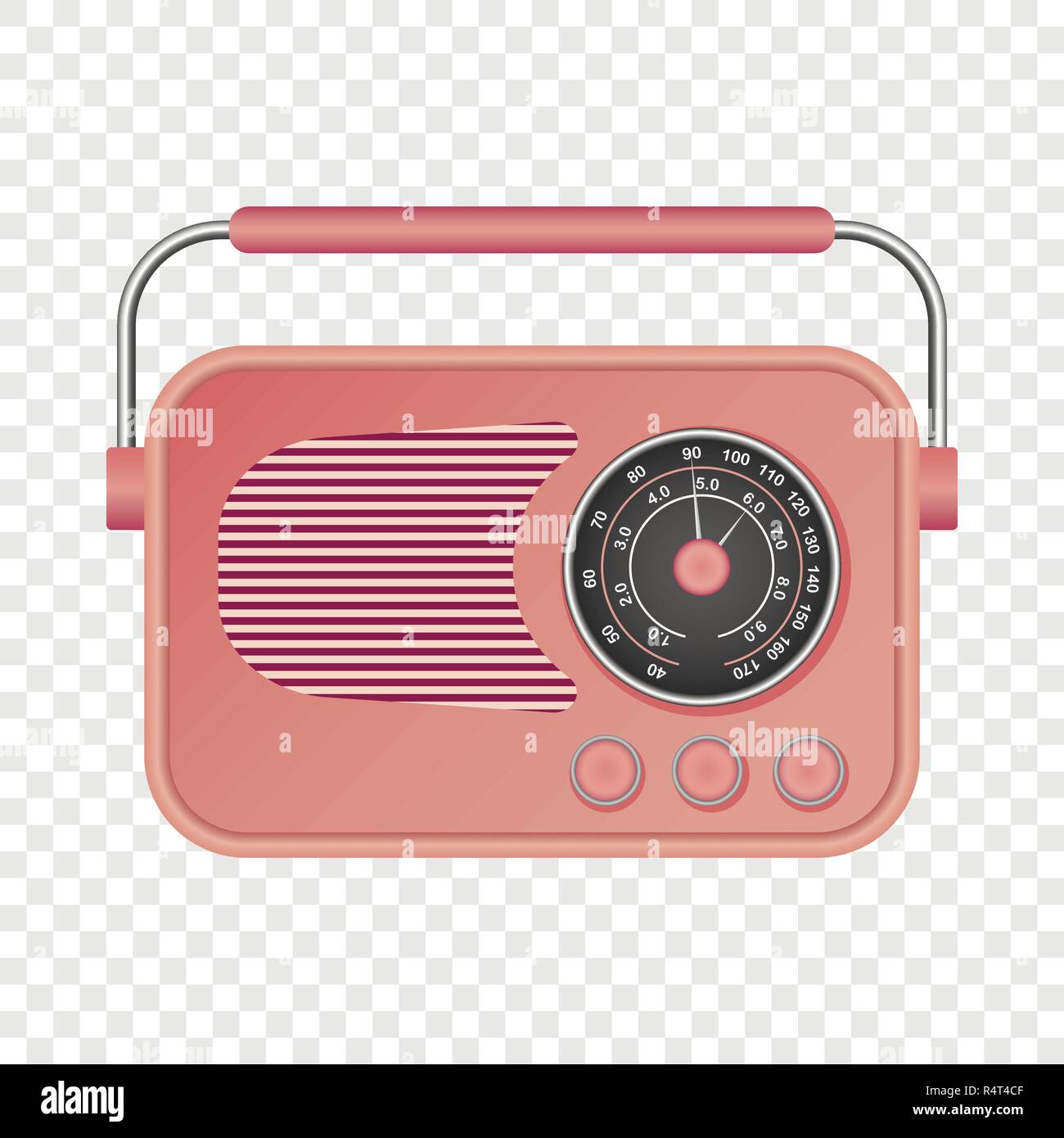 Pink retro radio mockup. Realistic illustration of pink retro radio ...