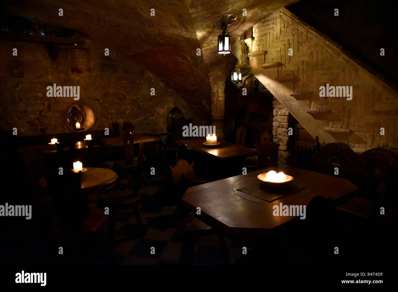Vintage medieval cafe bar diner dark brown living light dark room ...