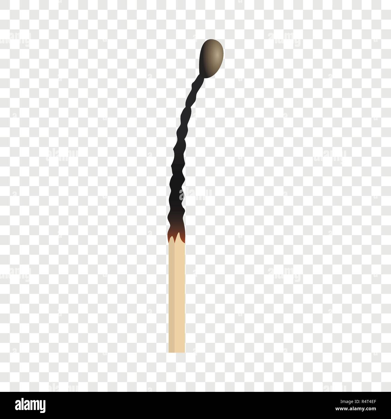 Half burned match mockup. Realistic illustration of half burned match ...