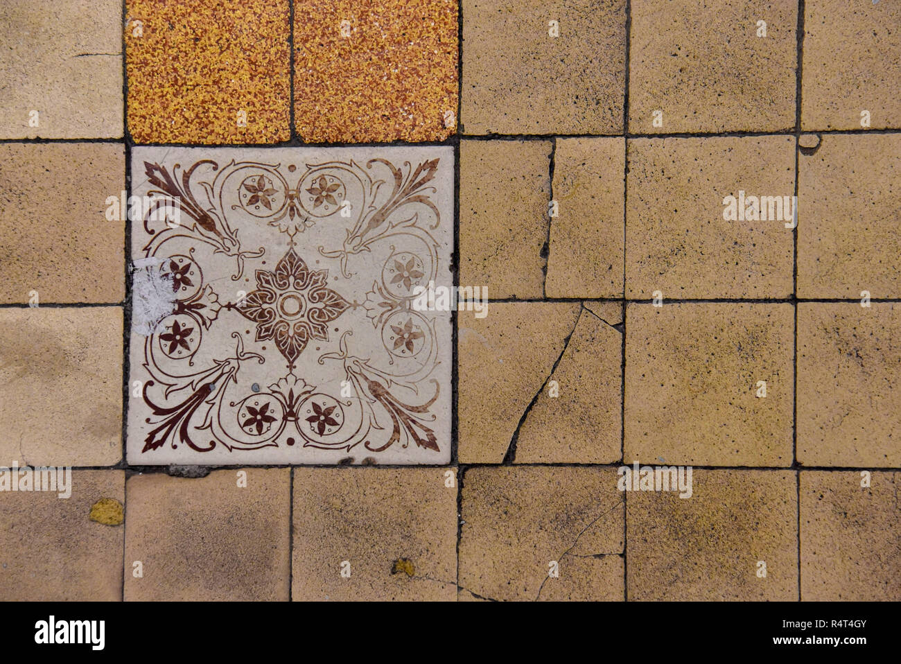 Old tiles on the floor with patterns old vintade Stock Photo - Alamy