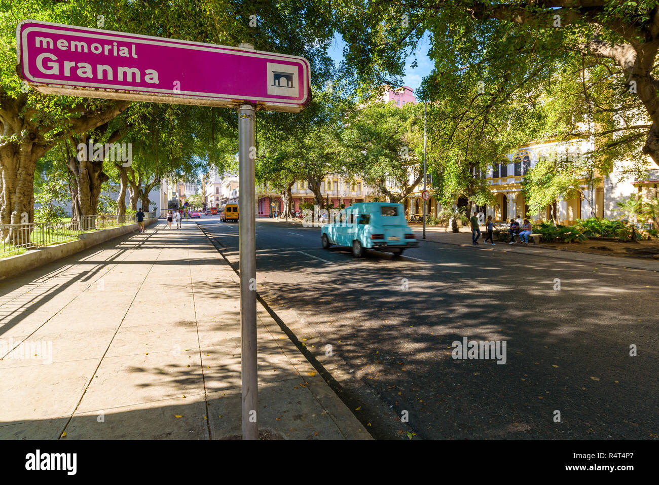 Old Havana, Cuba. February 2018 - Granma Memorial sign. Eternal memory ...