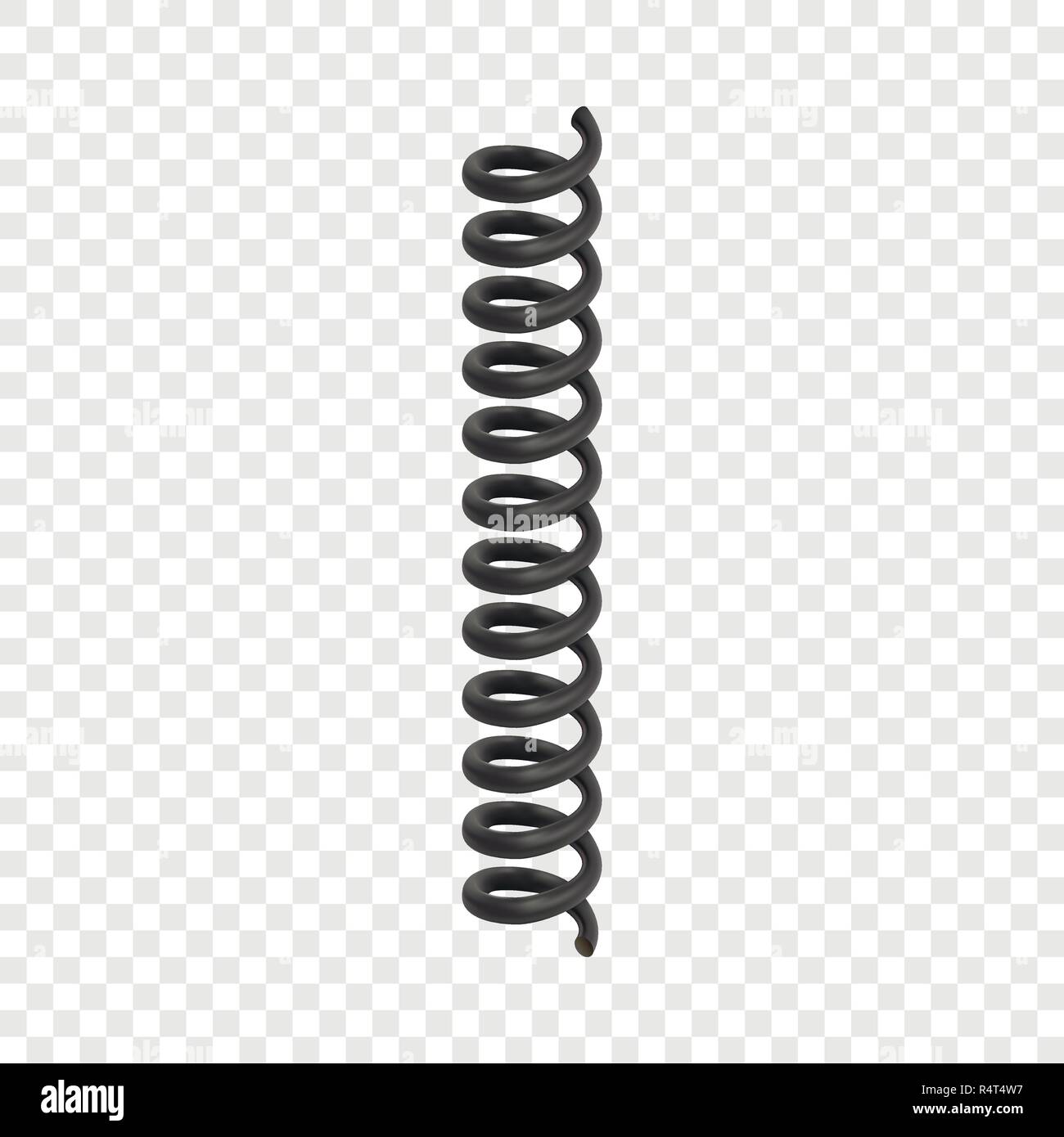 Black spiral cable mockup. Realistic illustration of black spiral cable ...