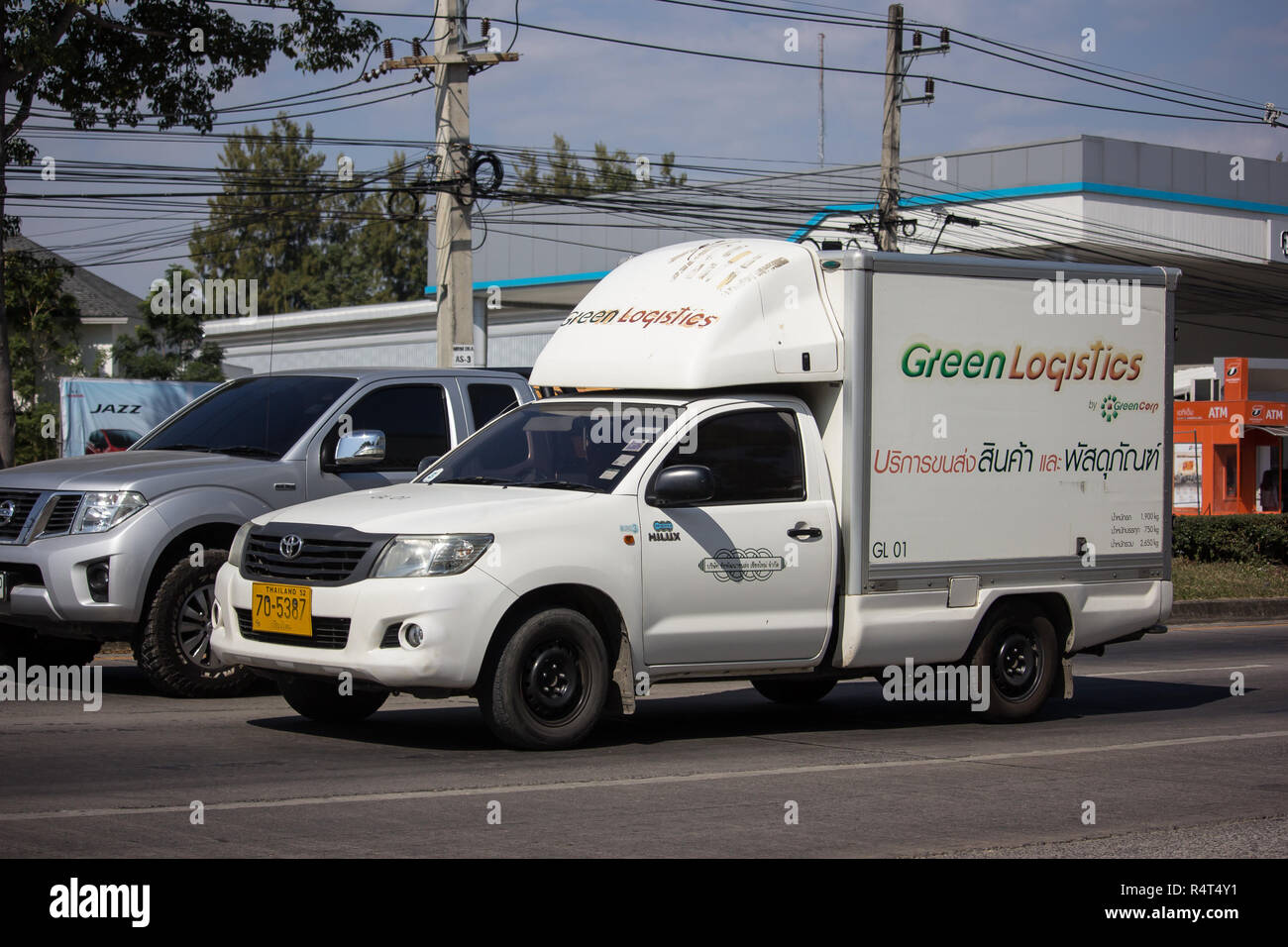 CHIANG MAI, THAILAND -DECEMBER 12 2017: Green Logistics mini truck ...