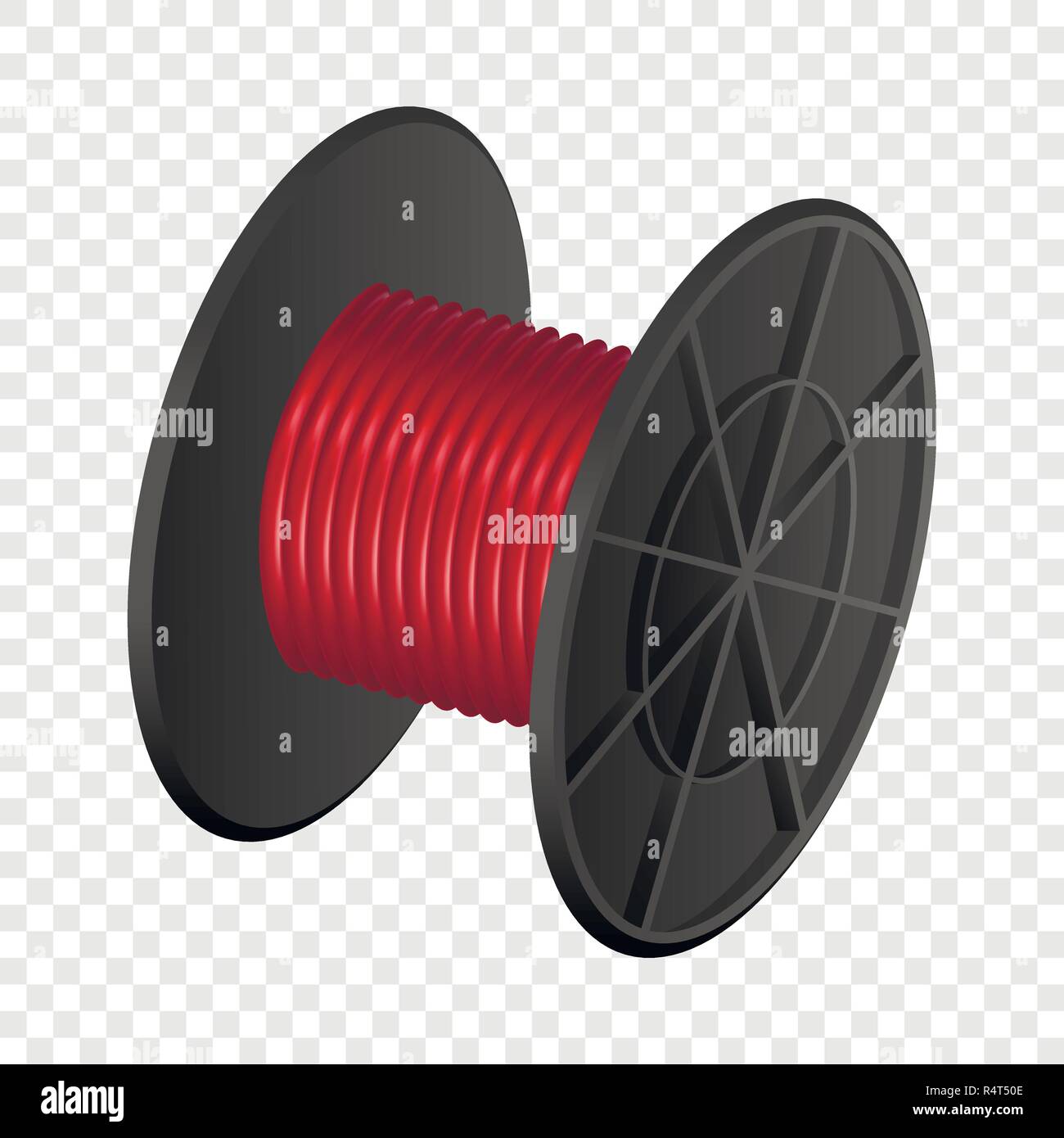 Red cable coil mockup. Realistic illustration of red cable coil vector ...