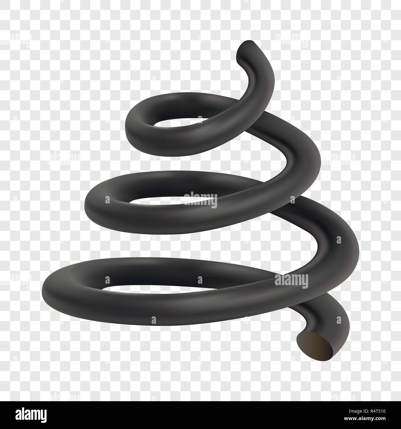 Spiral black cable mockup. Realistic illustration of spiral black cable ...