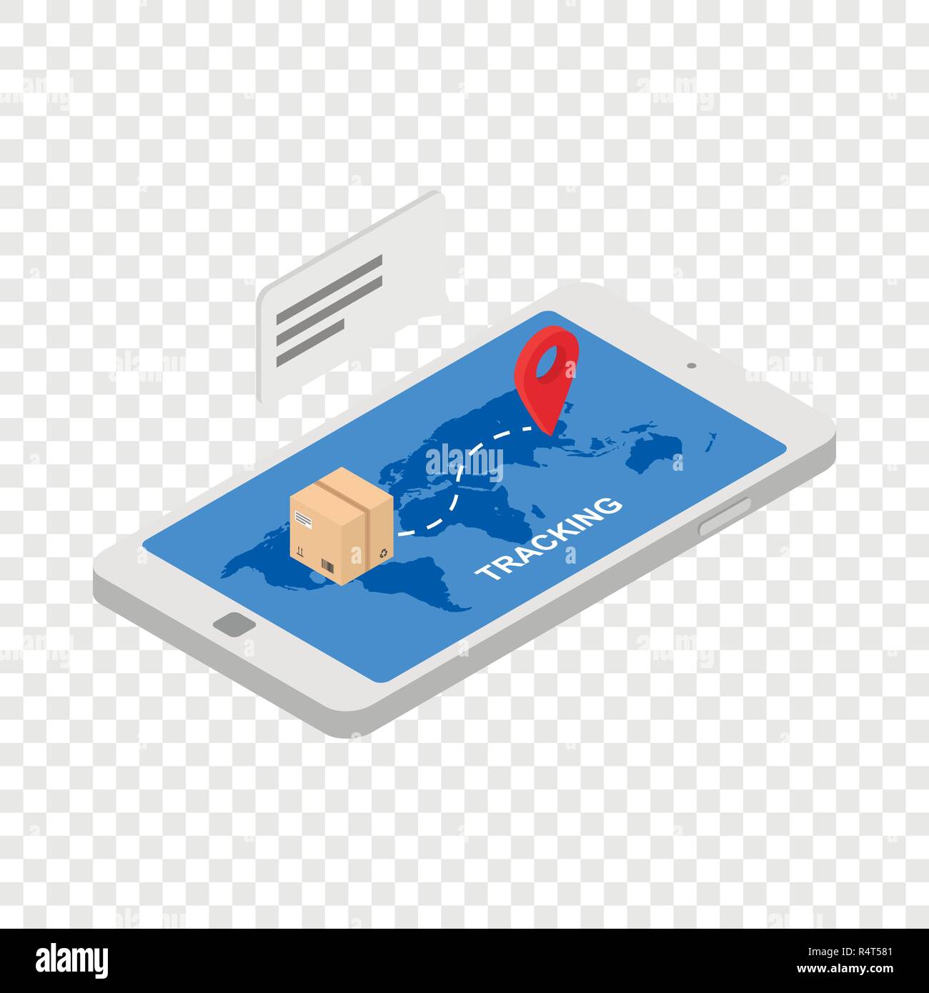 Tracking shipped box icon. Isometric of tracking shipped box vector ...