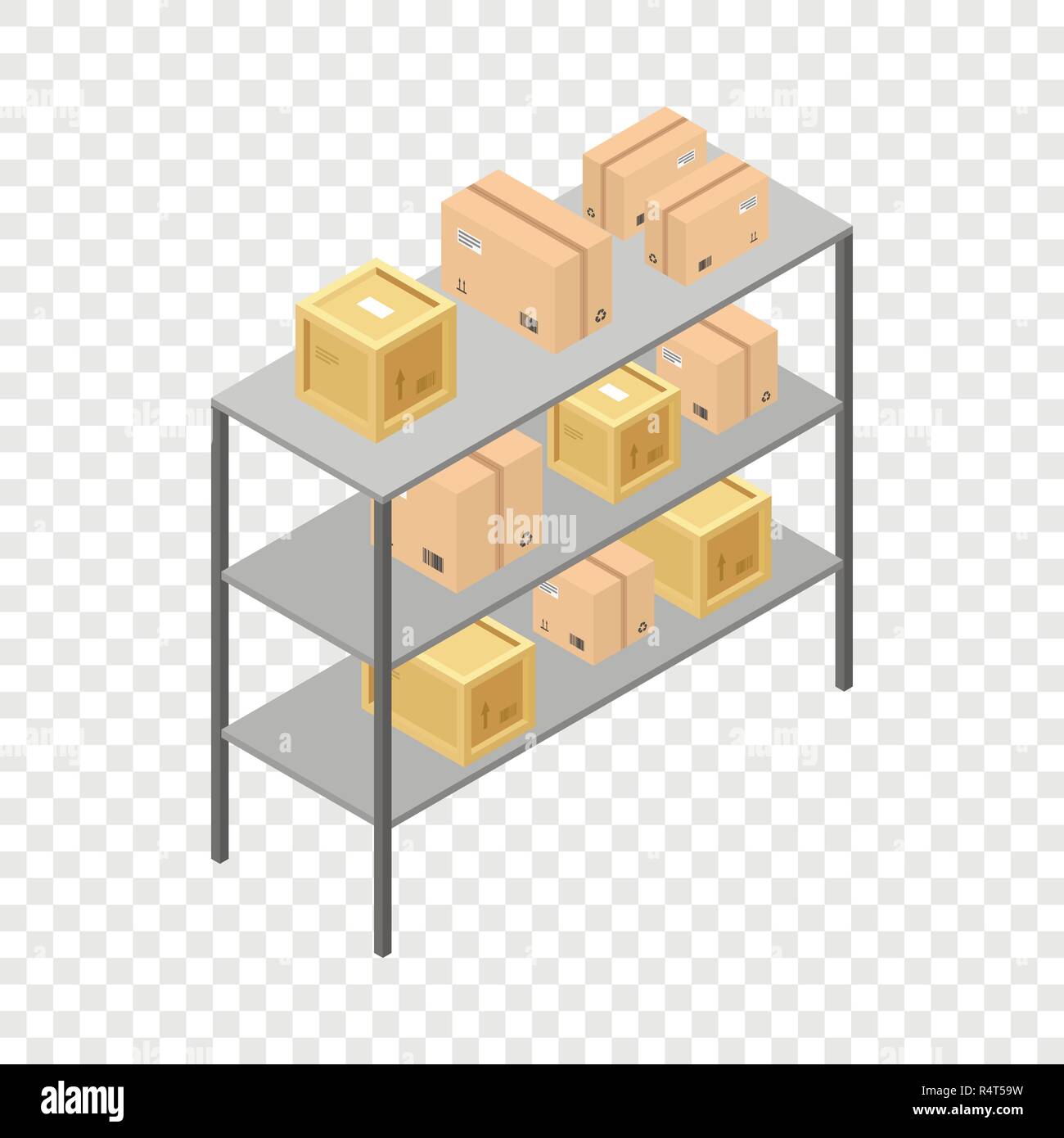 Delivery box shelf icon. Isometric of delivery box shelf vector icon ...