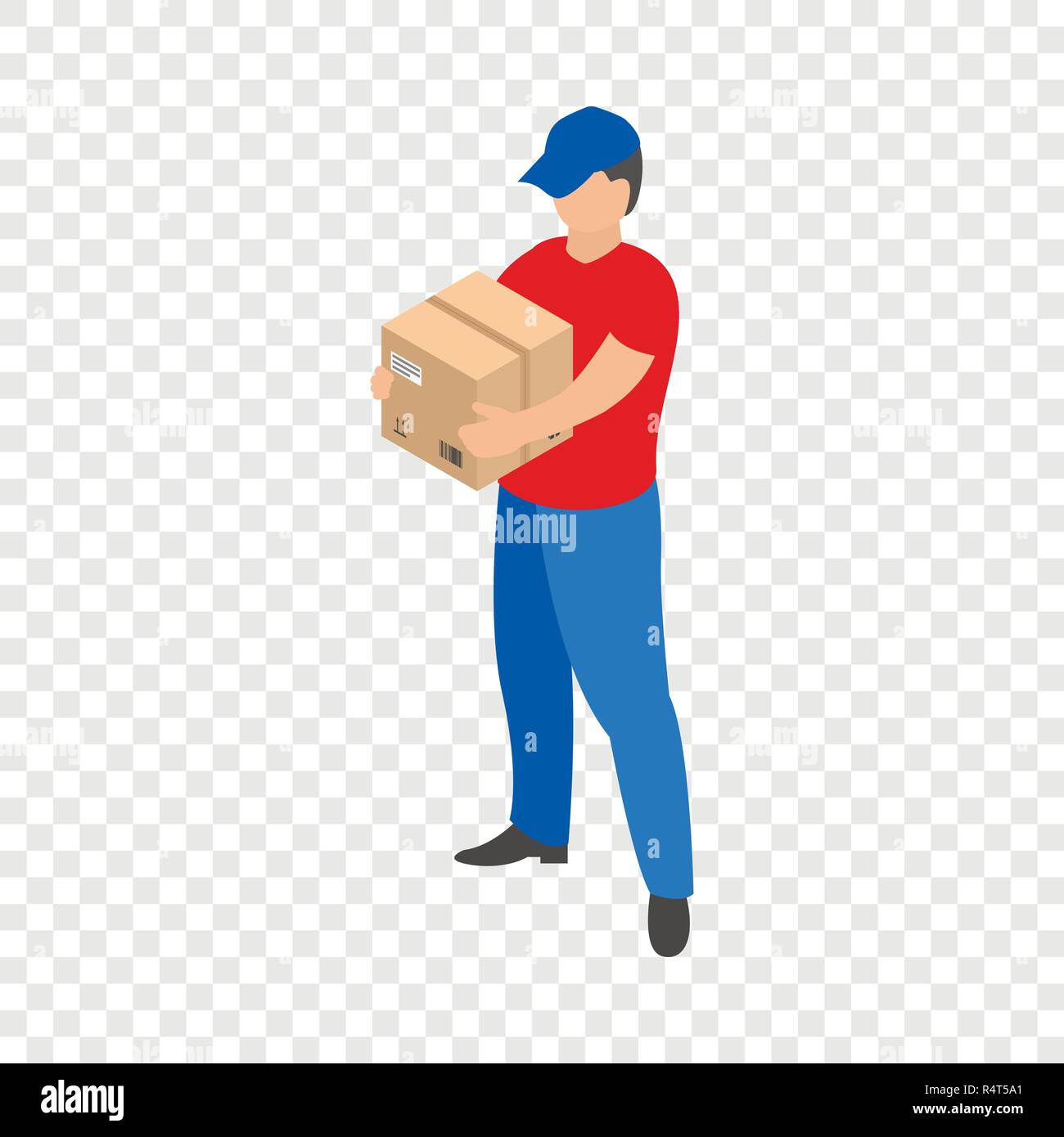 Man take delivery box icon. Isometric of man take delivery box vector ...