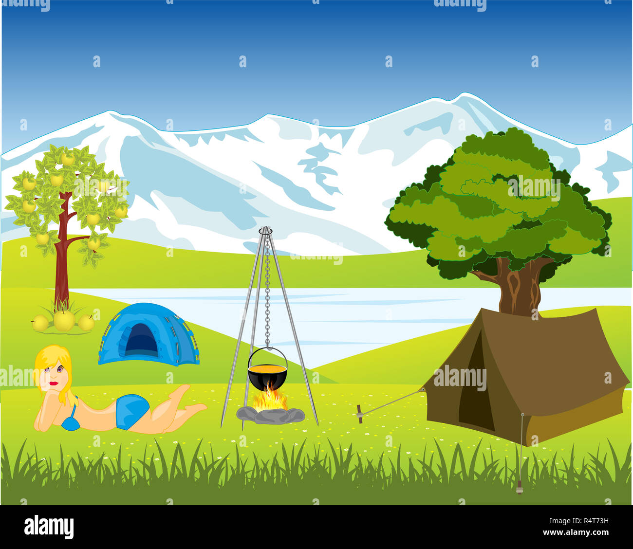 Rest on nature beside lake Stock Photo - Alamy