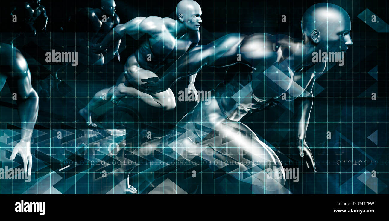 Men Running in Technology Background Stock Photo - Alamy