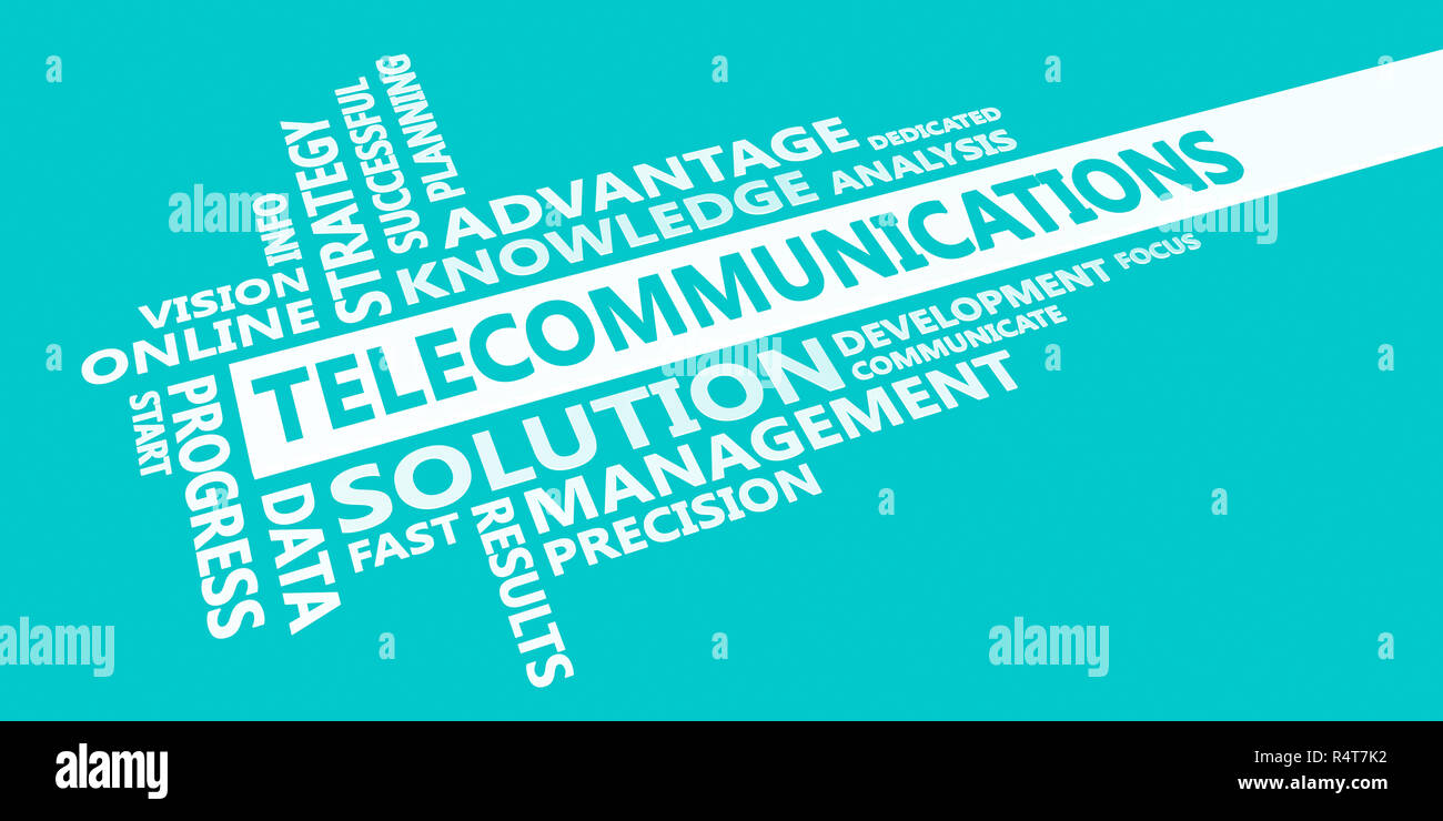 Telecommunications word cloud concept isolated hi-res stock photography ...