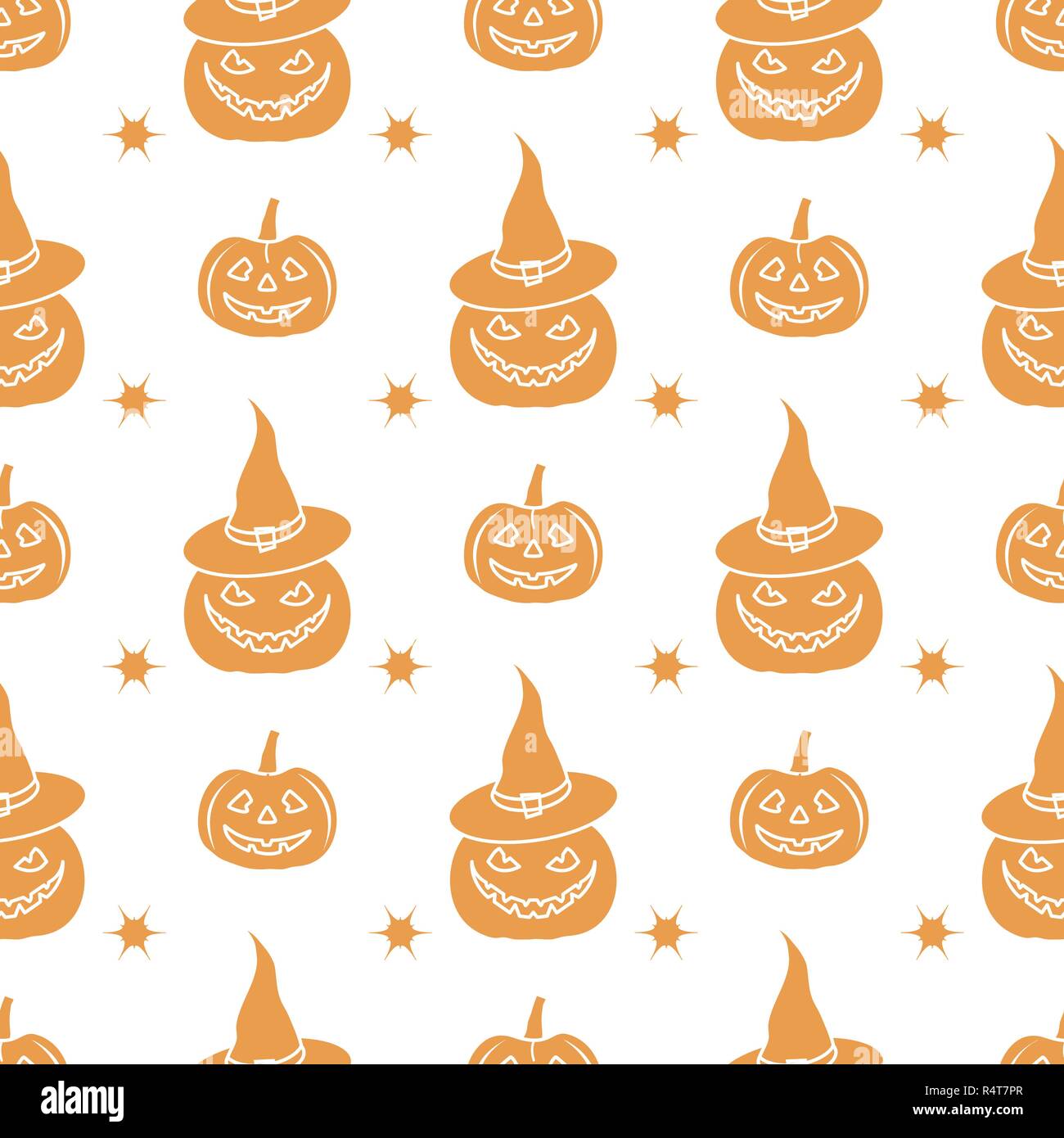 Halloween 2019 vector seamless pattern with pumpkins, witch hat. Design ...