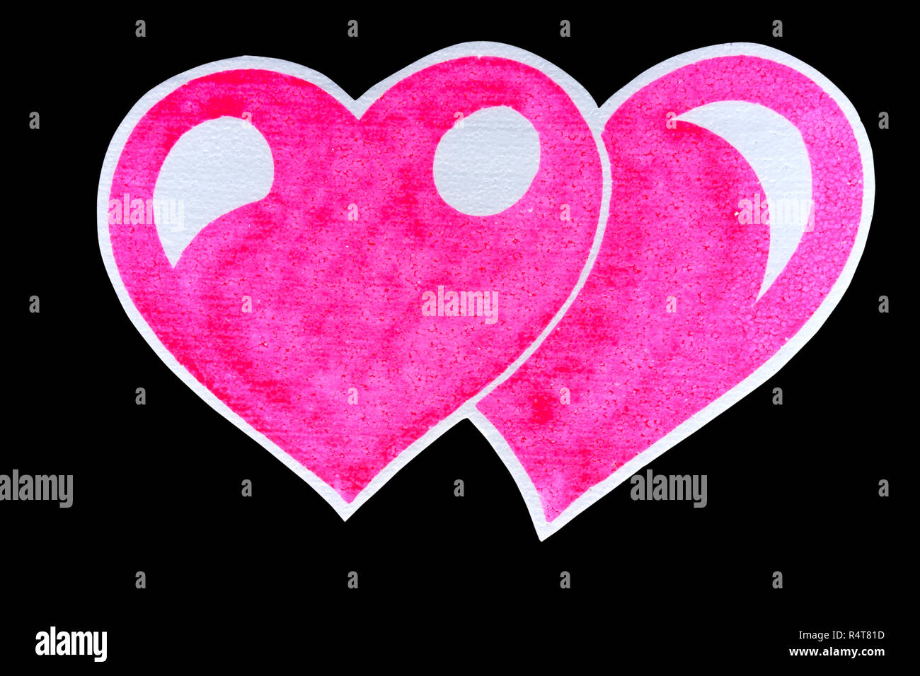 Two Pink heart on white foam sheet Stock Photo - Alamy