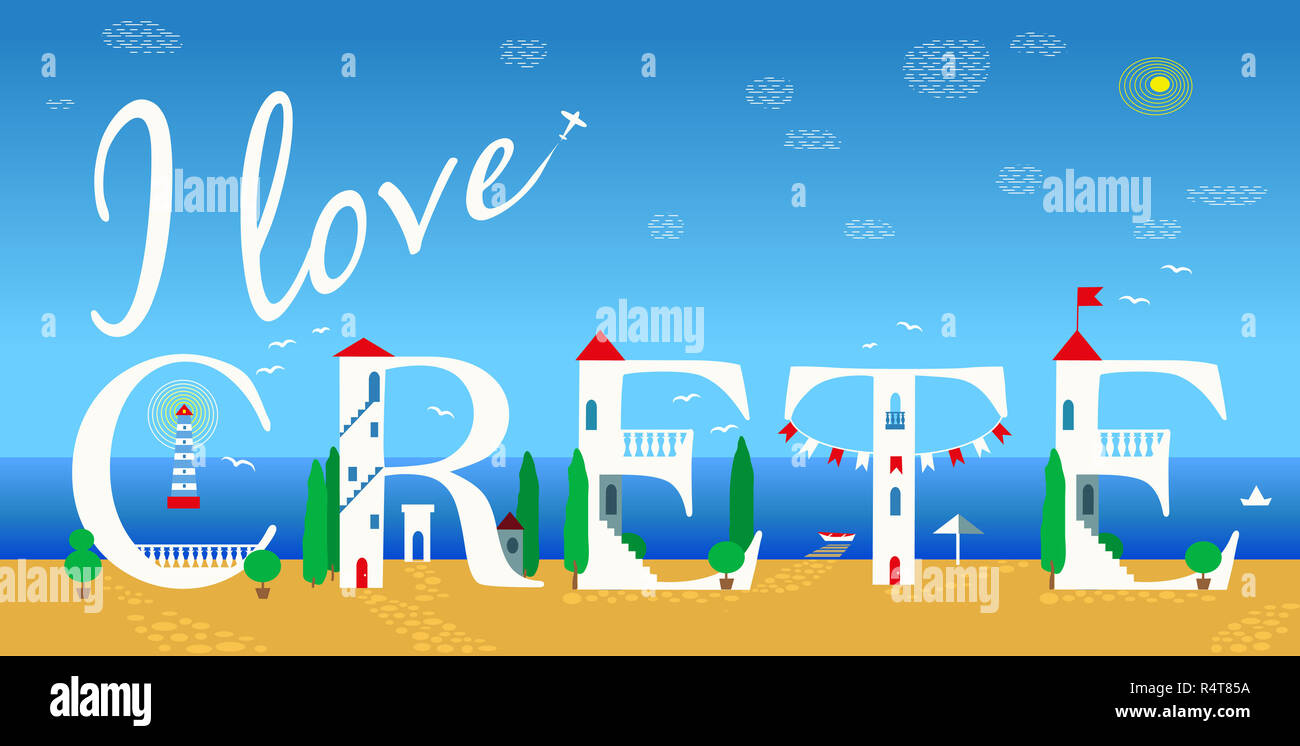 I love Crete. Unusual artistic font Stock Photo - Alamy