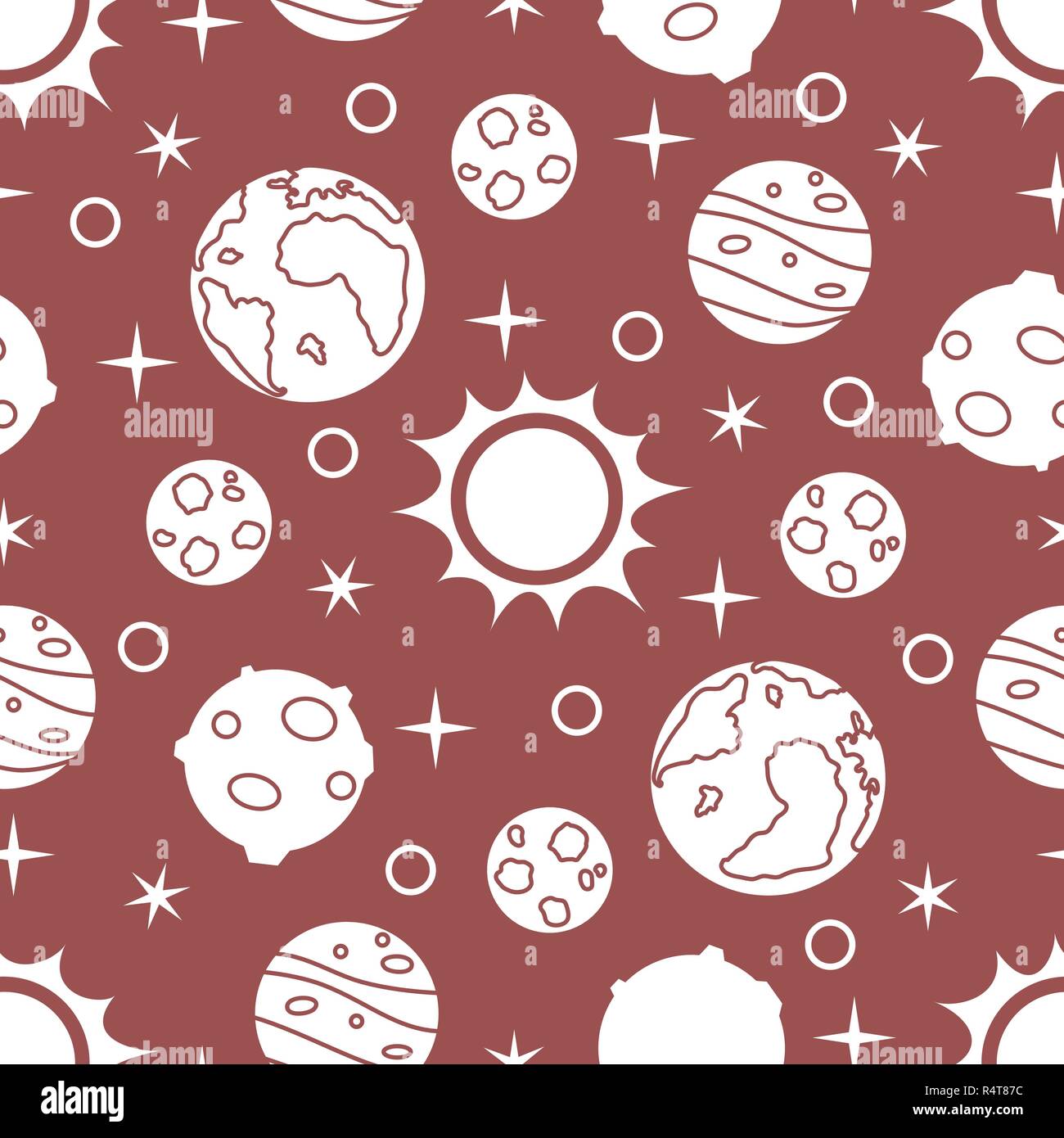 Seamless pattern with sun, planets, stars. Space exploration. Astronomy ...