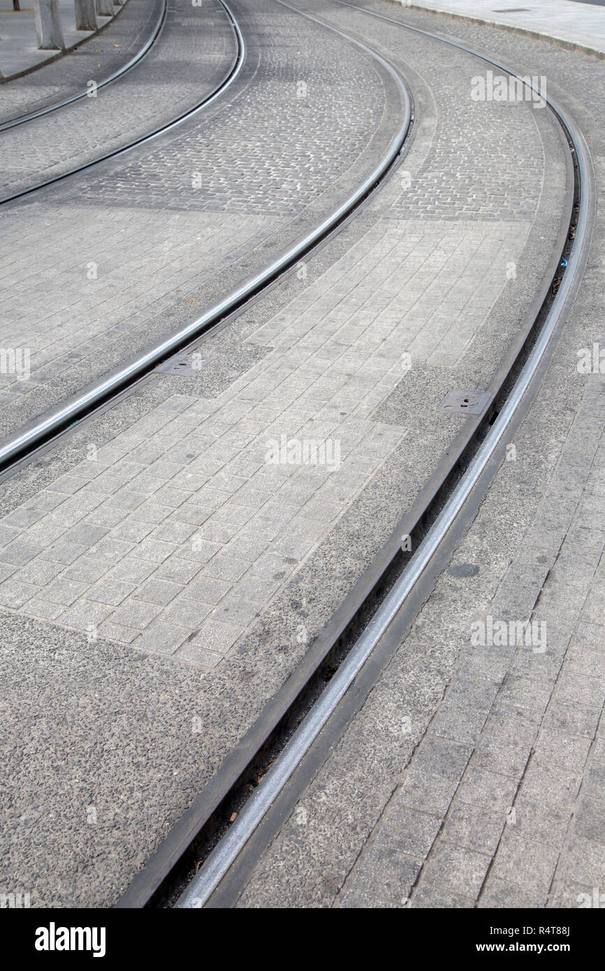 Tram Line Curves; Dublin, Ireland Stock Photo - Alamy