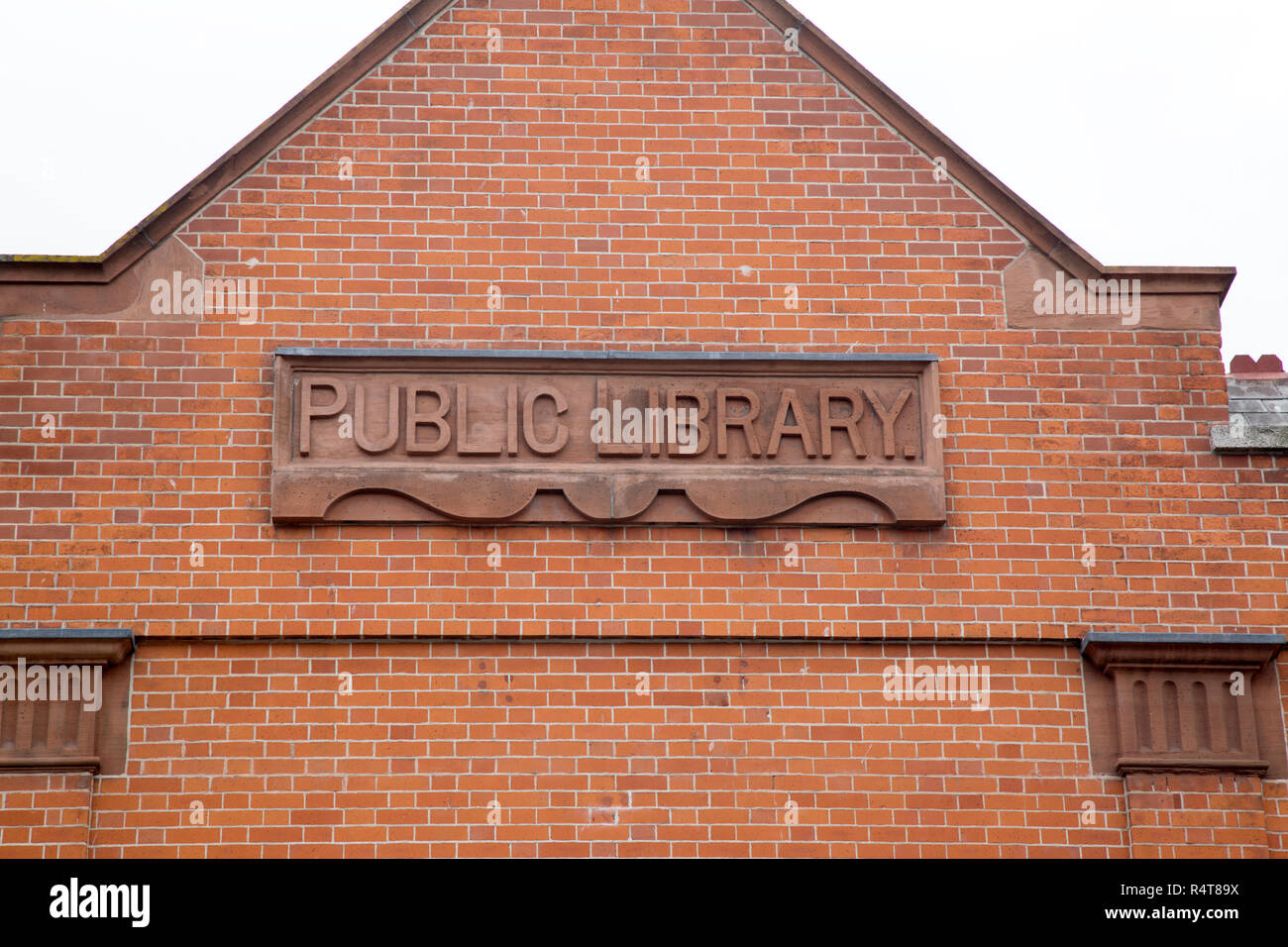 Public Library Sign on Brick Wall Stock Photo - Alamy