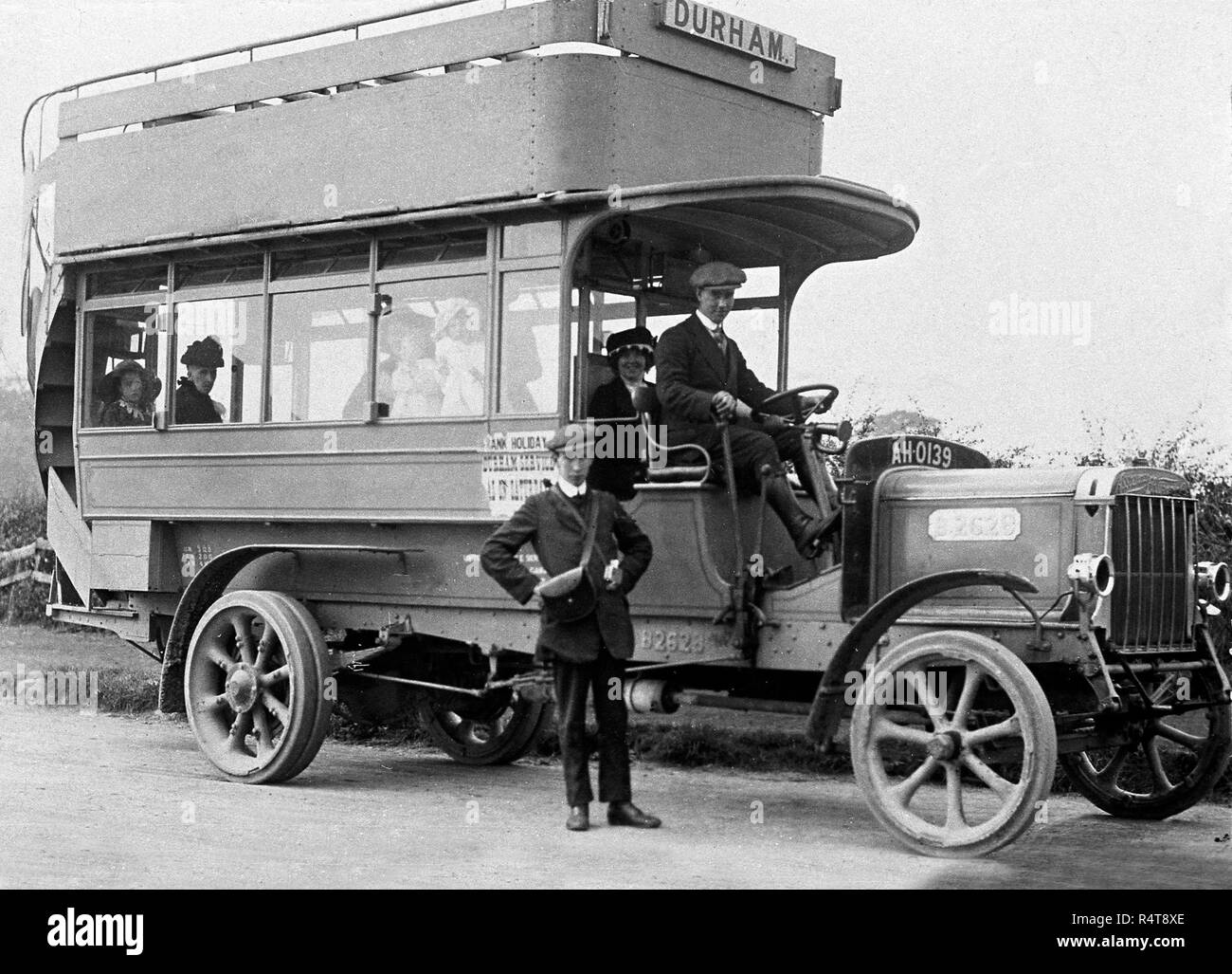 Motor bus, Durham early 1900s Stock Photo - Alamy
