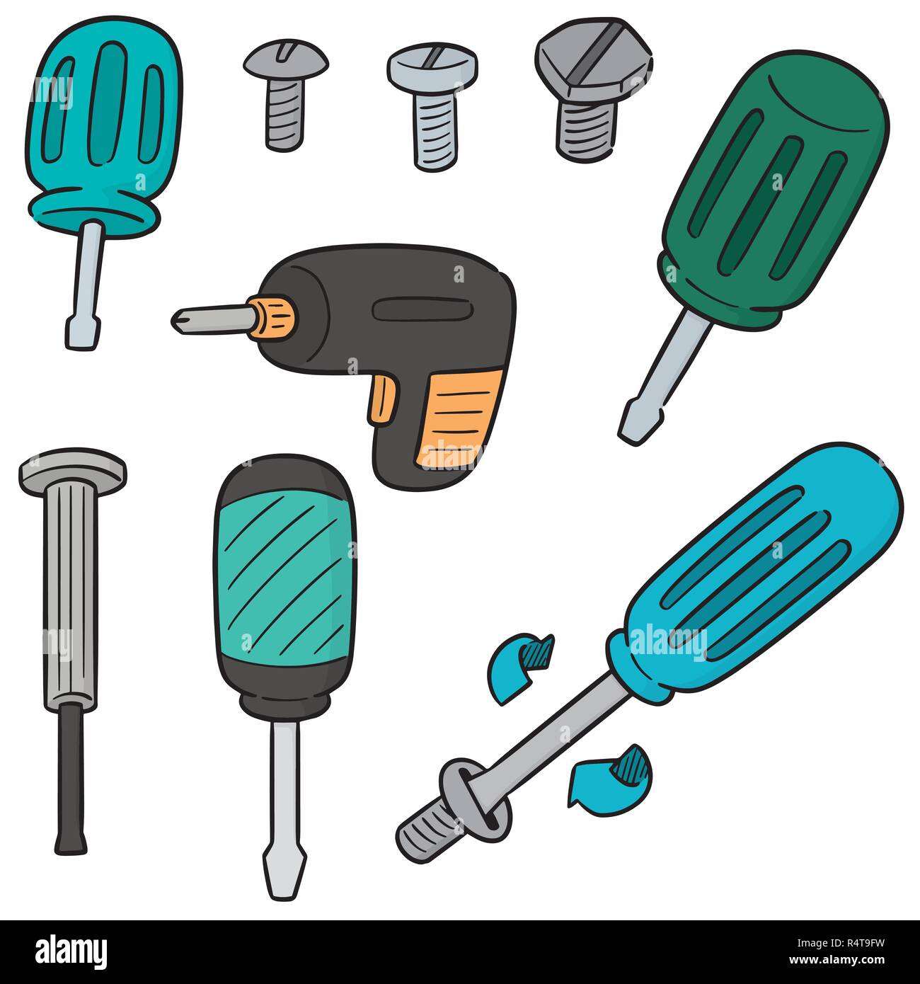 vector set of screw and screwdriver Stock Vector Image & Art - Alamy