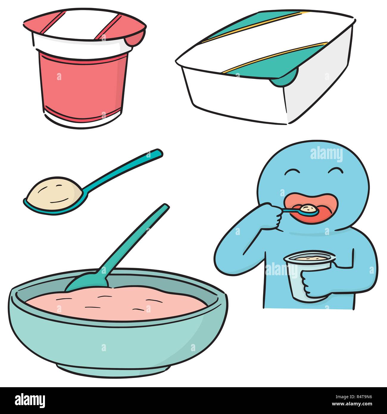 Boy with yogurt Stock Vector Images - Alamy