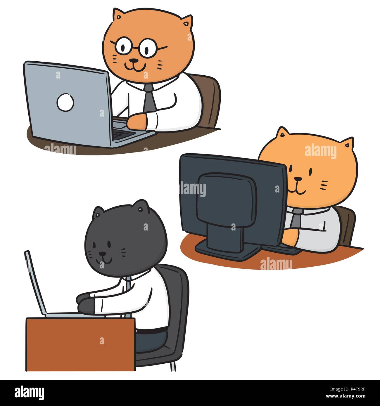 vector set of cat office worker Stock Vector Image & Art - Alamy