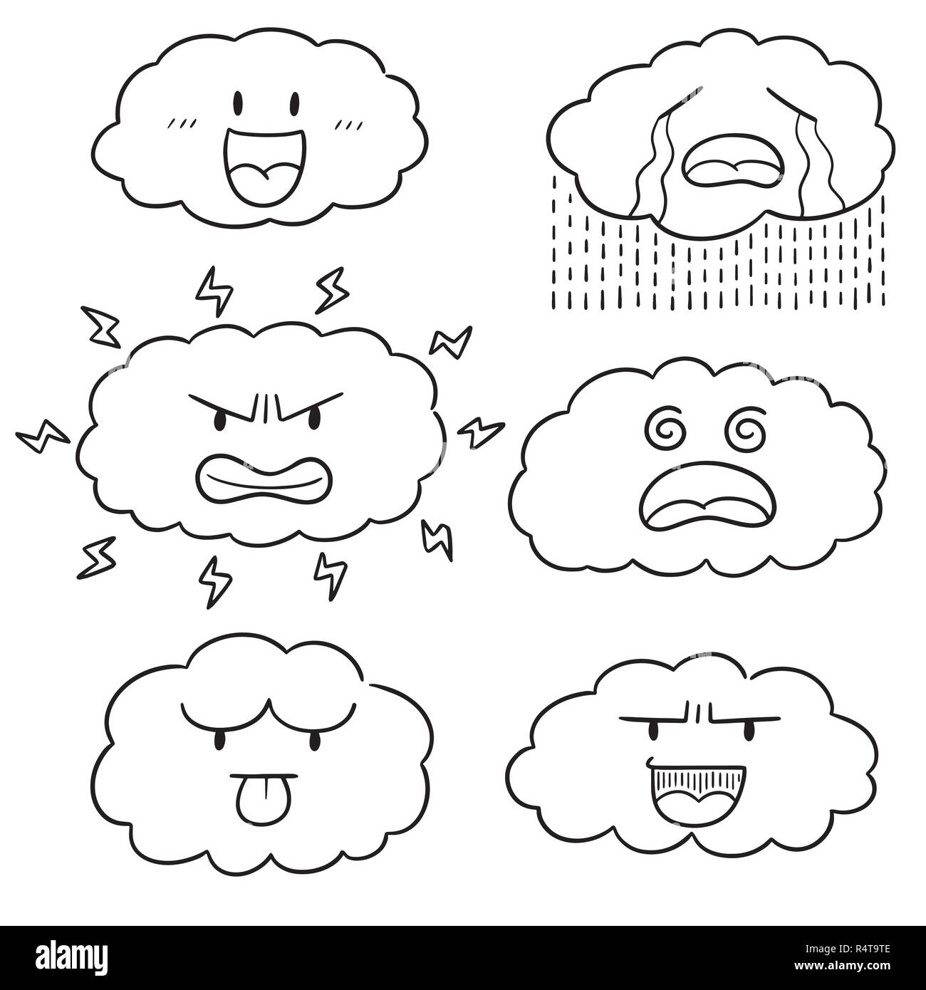 Cute cloud cartoon in Black and White Stock Photos & Images - Alamy