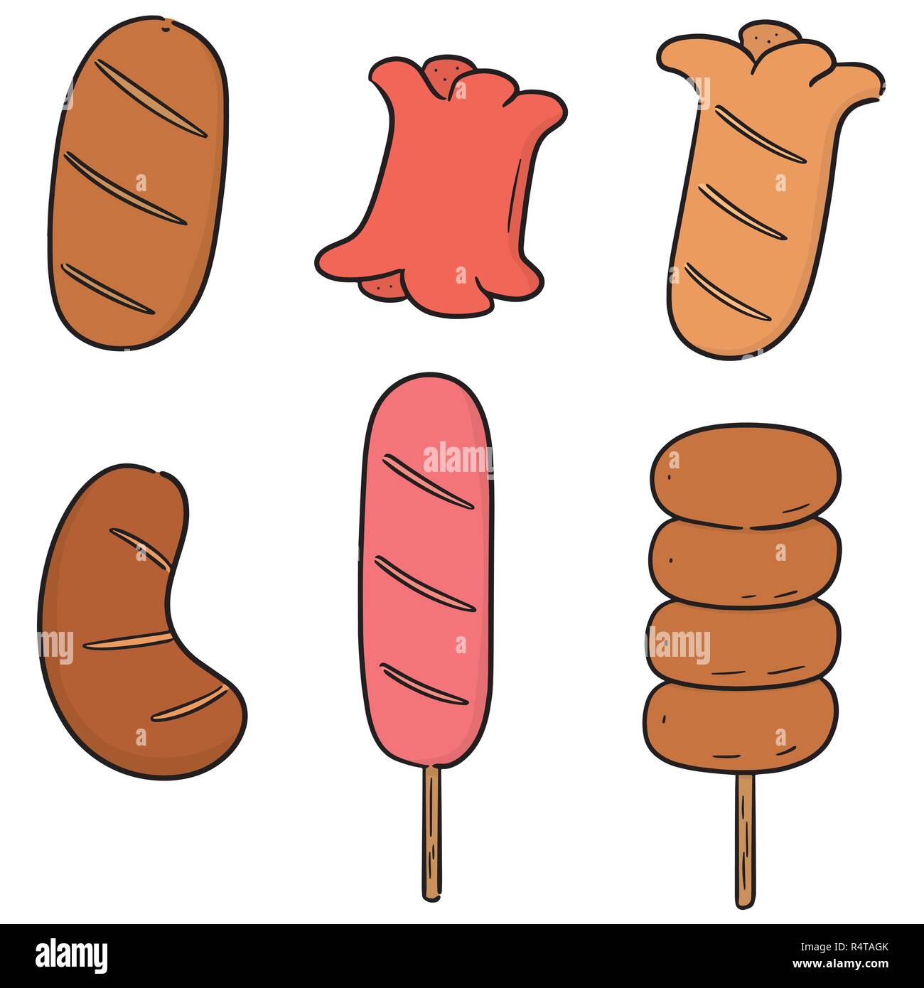 Tasty meat sausages doodle Stock Vector Images - Alamy