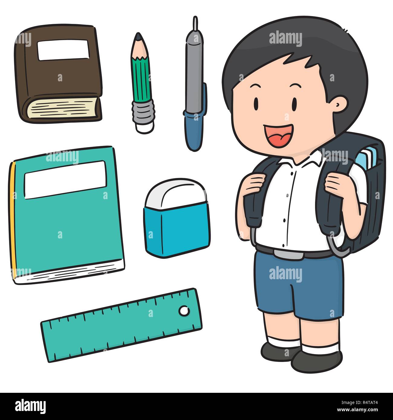 vector set of student and stationery Stock Vector Image & Art - Alamy