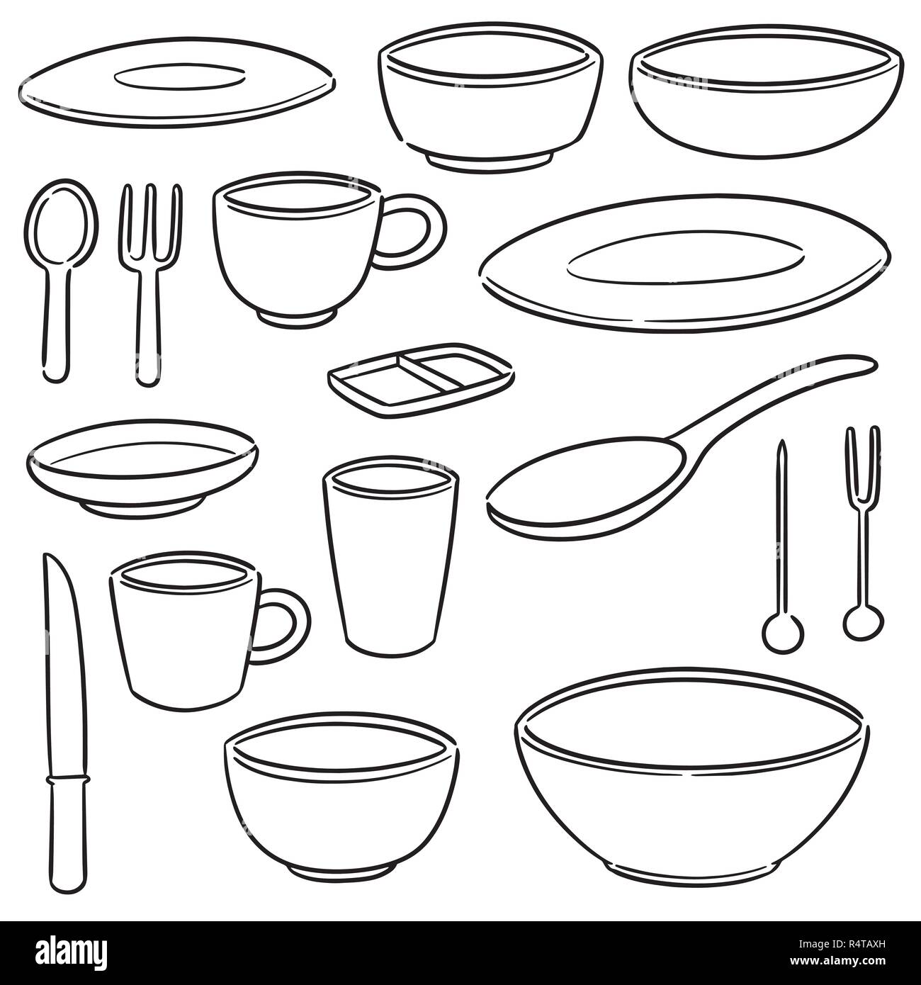 vector set of tableware Stock Vector Image & Art - Alamy