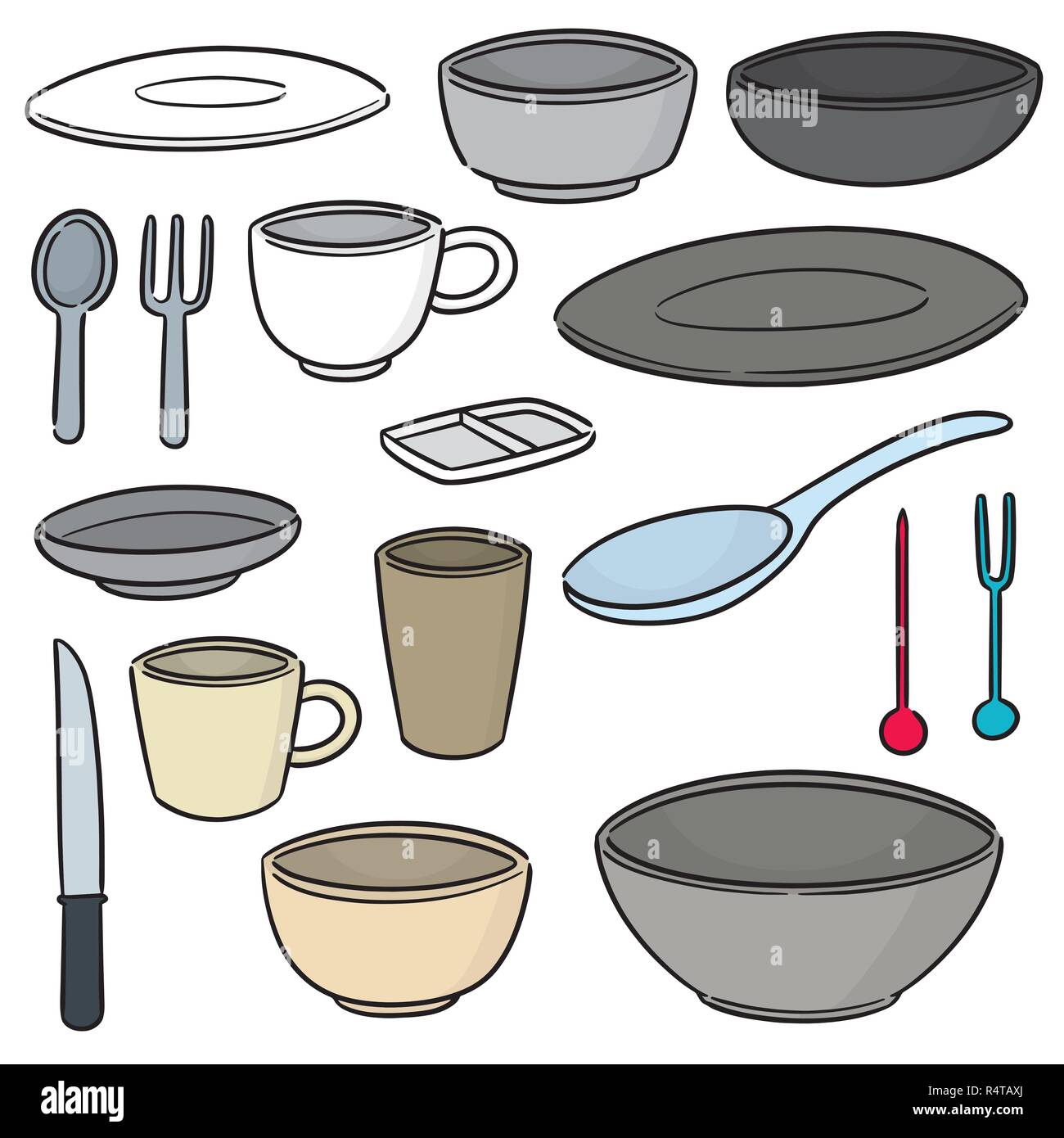 vector set of tableware Stock Vector Image & Art - Alamy
