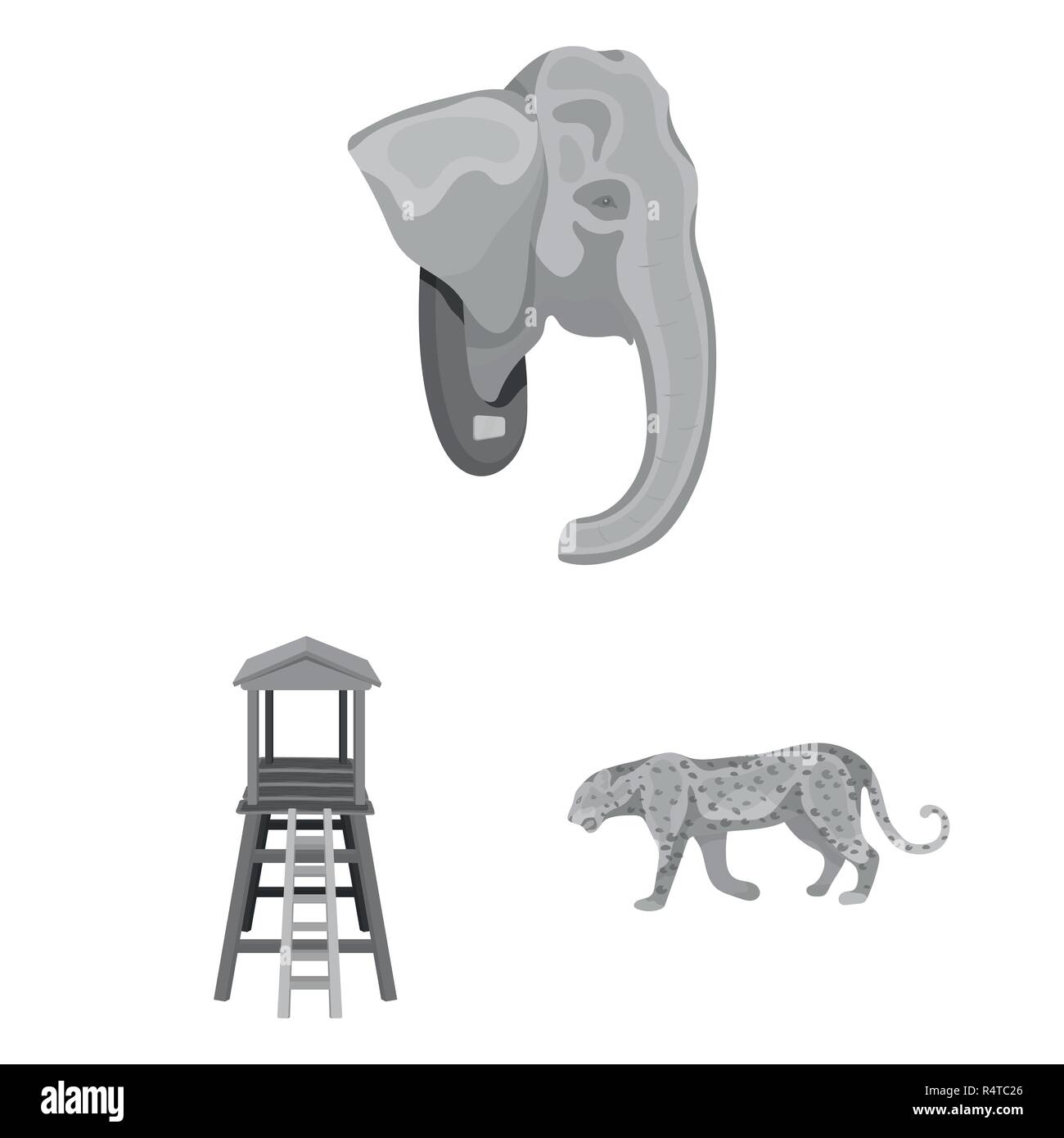 African Safari monochrome icons in set collection for design. Trophies ...