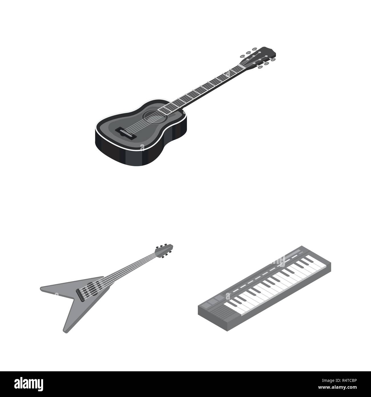 Musical instrument monochrome icons in set collection for design ...