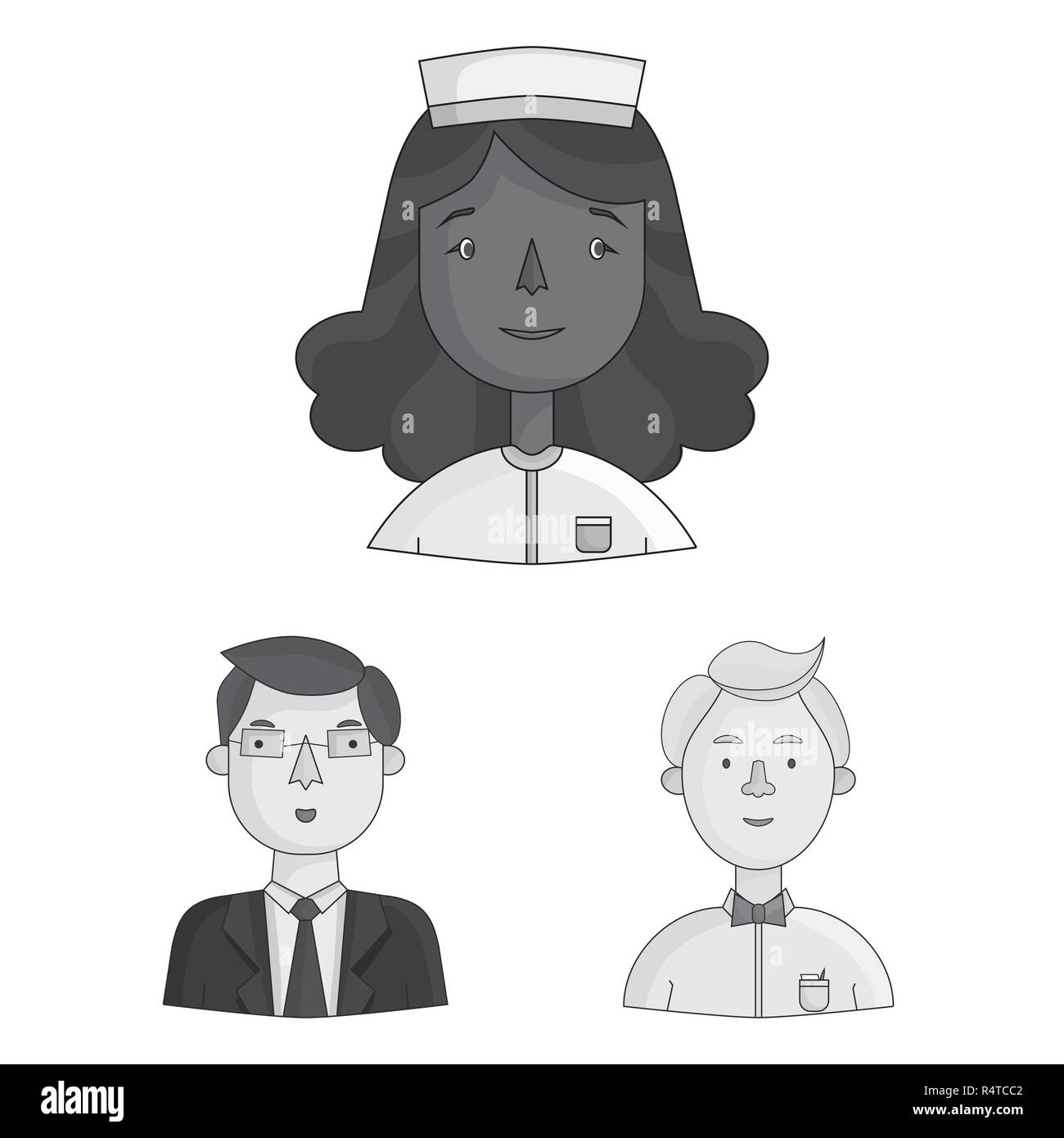 People of different professions monochrome icons in set collection for ...