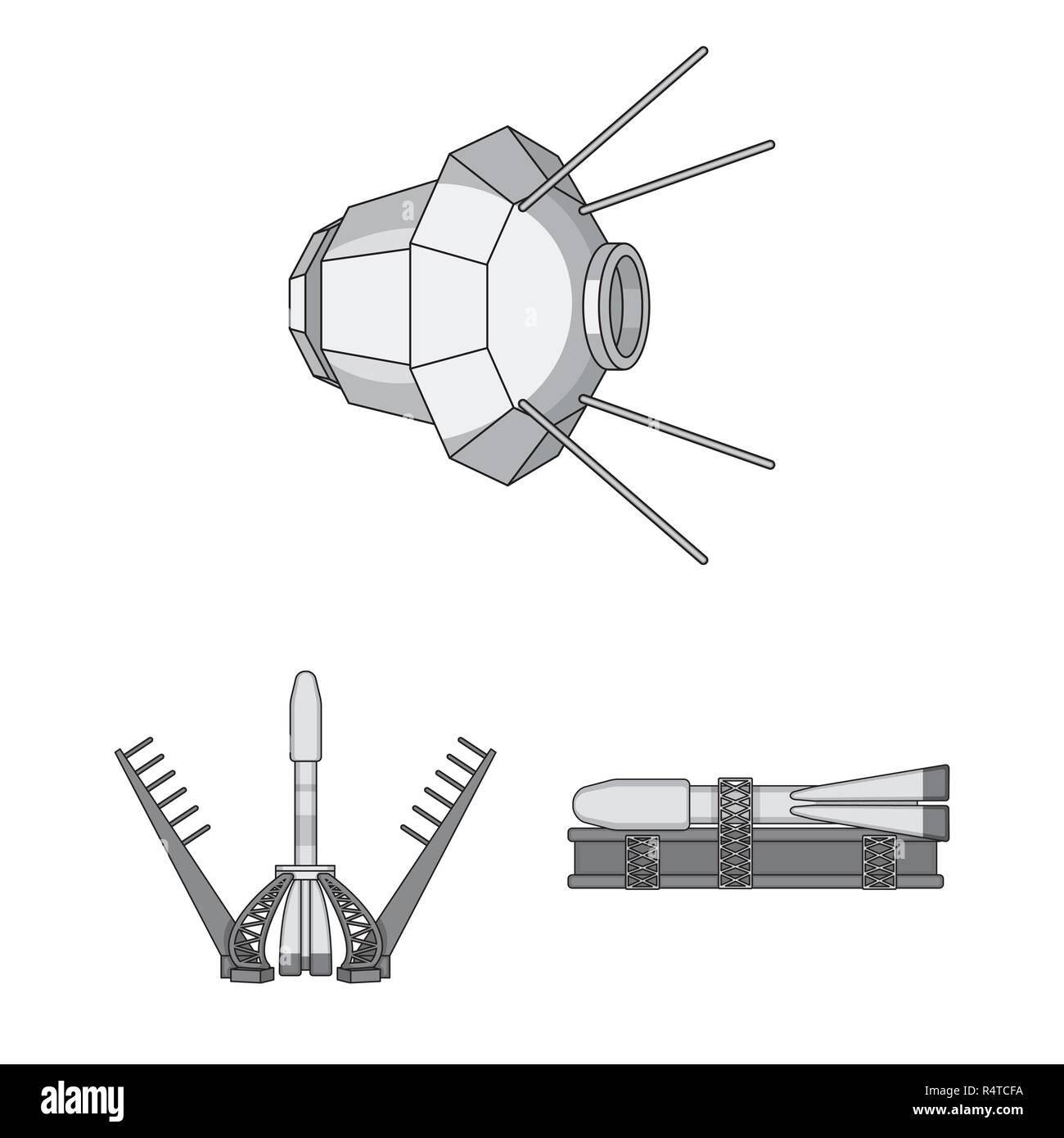 Space technology monochrome icons in set collection for design ...