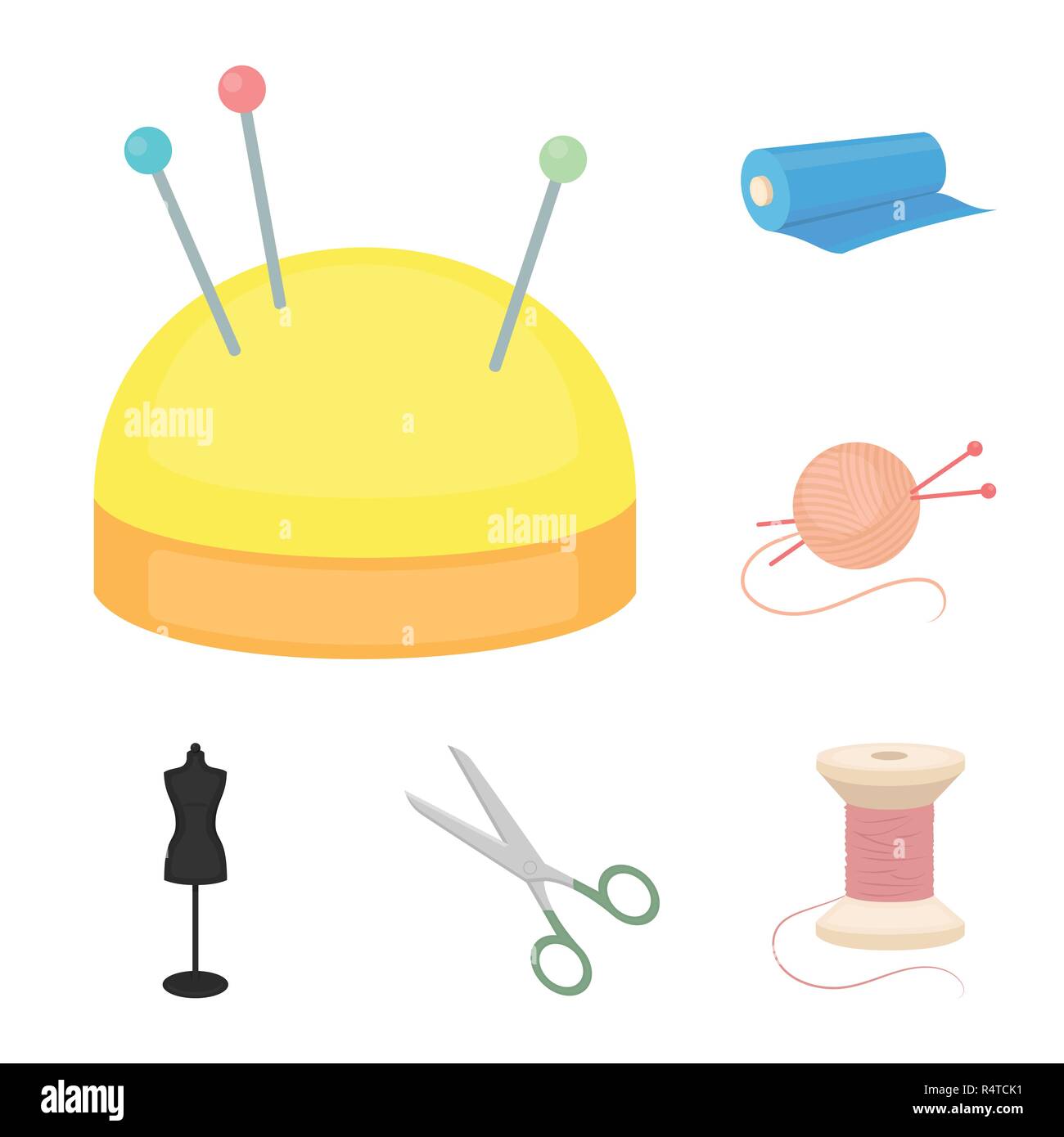 Atelier and sewing cartoon icons in set collection for design ...