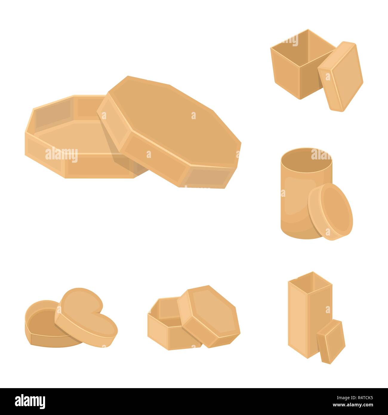 Different boxes cartoon icons in set collection for design.Packing box ...