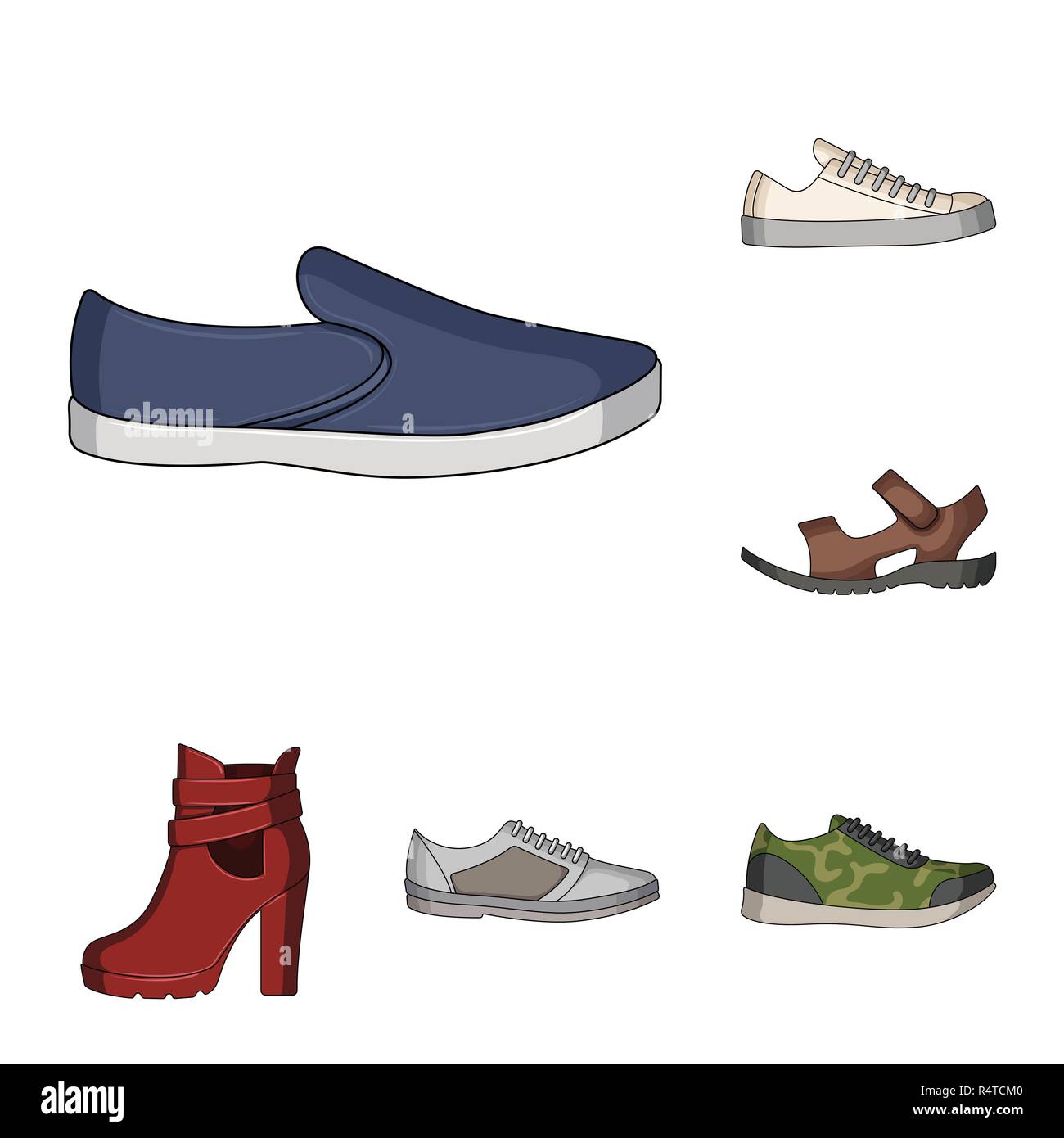 Different shoes cartoon icons in set collection for design. Men and ...