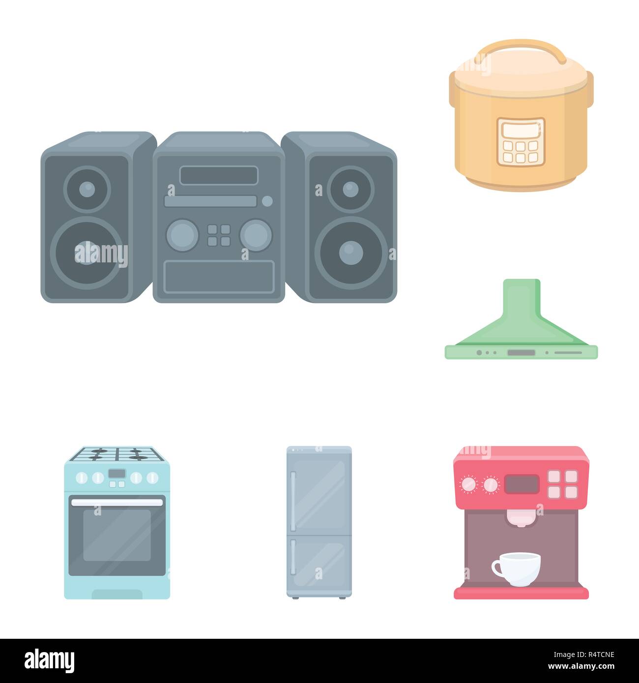 Types of household appliances cartoon icons in set collection for ...
