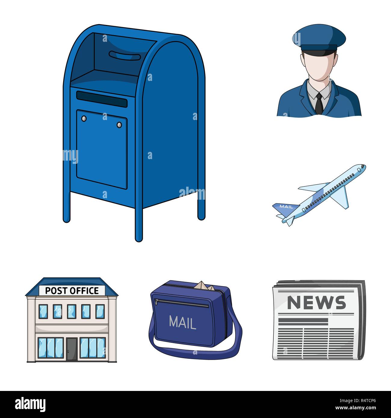 Mail and postman cartoon icons in set collection for design. Mail and ...