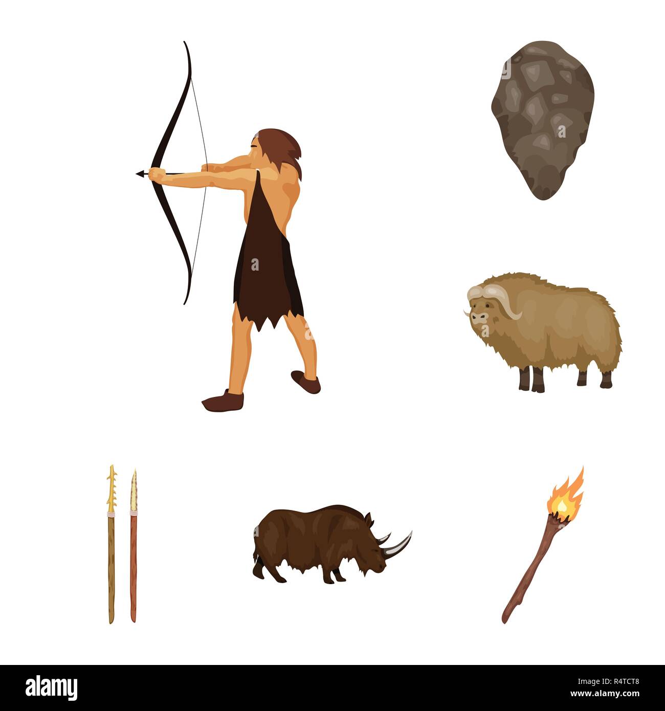Life in the Stone Age cartoon icons in set collection for design ...
