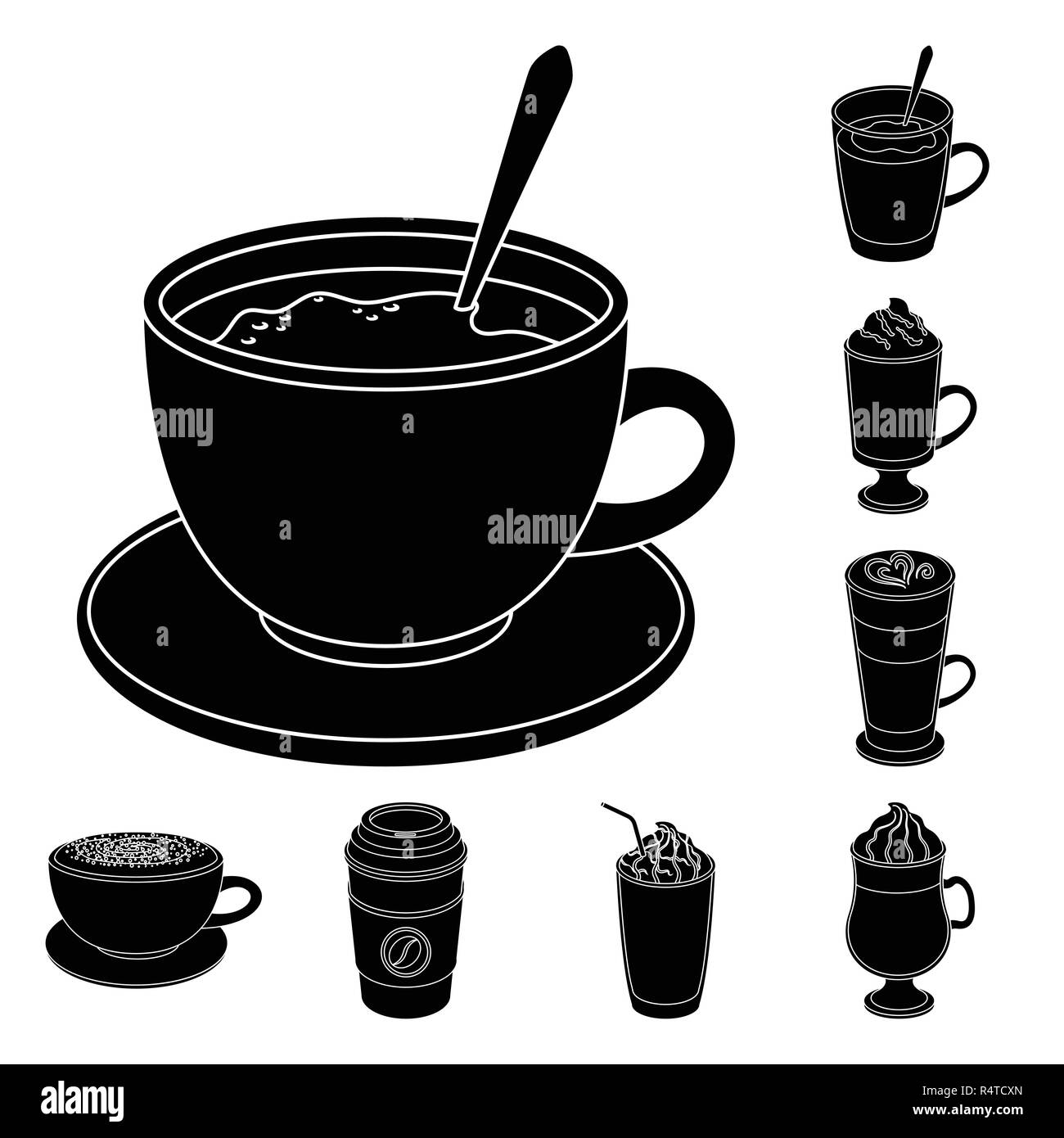 Different kinds of coffee black icons in set collection for design ...
