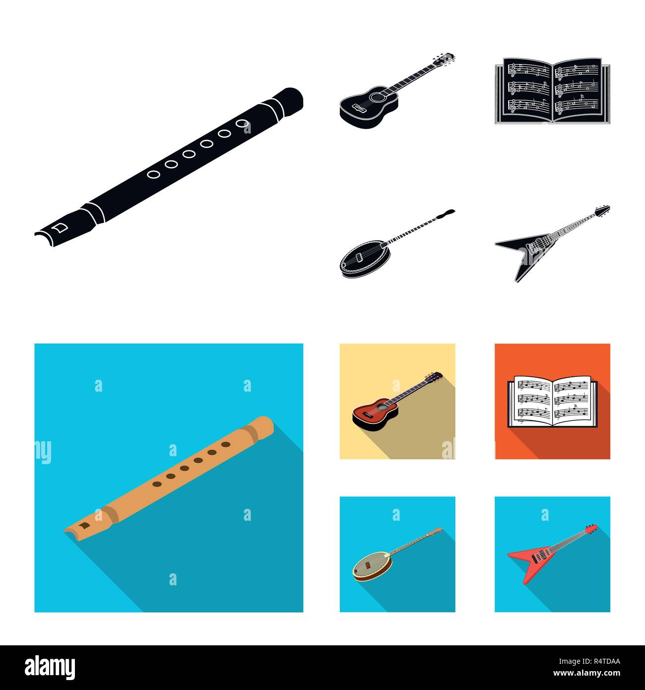 Musical instrument black, flat icons in set collection for design ...