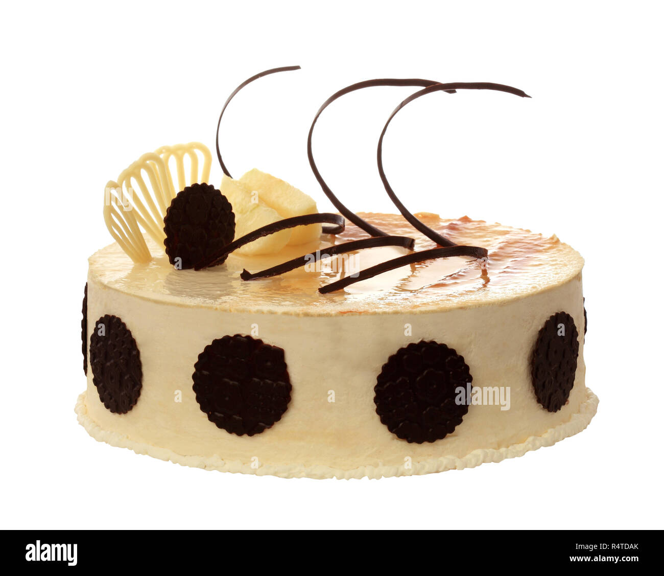 Cream cake with chocolate on the white background Stock Photo - Alamy