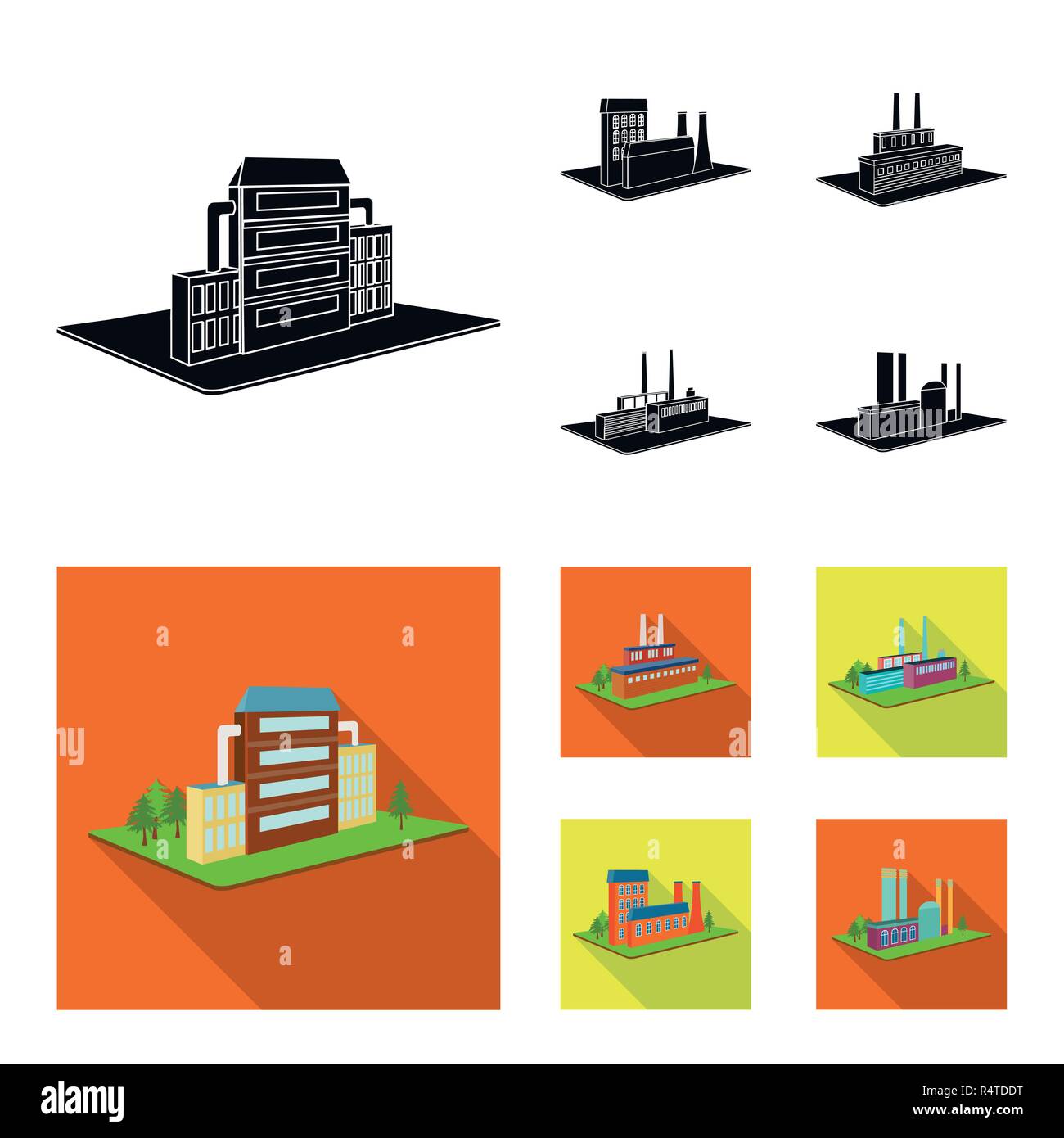 Processing factory,metallurgical plant. Factory and industry set ...
