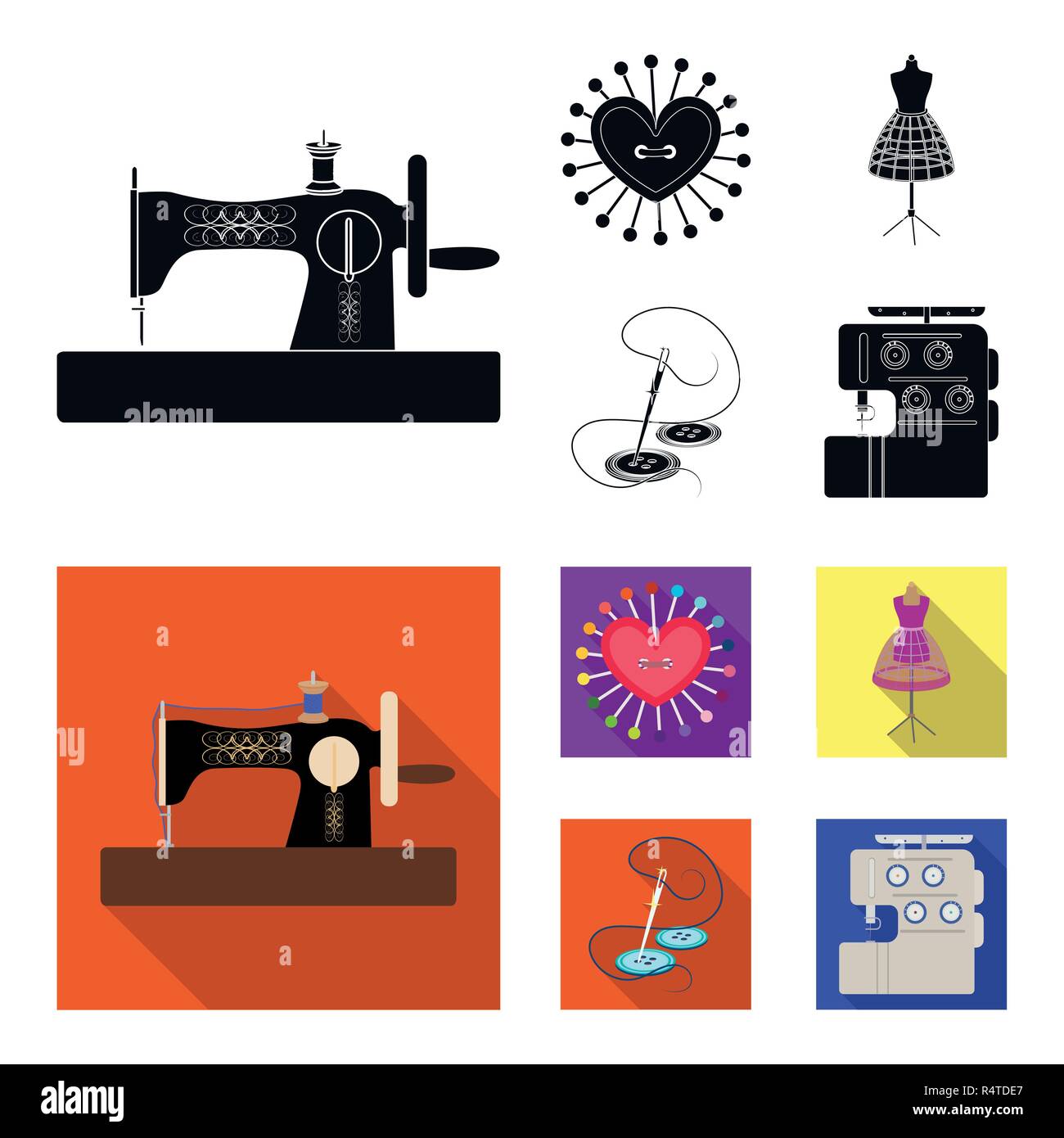 Needle and thread, sewing machine, pincushion, dummy for clothing ...