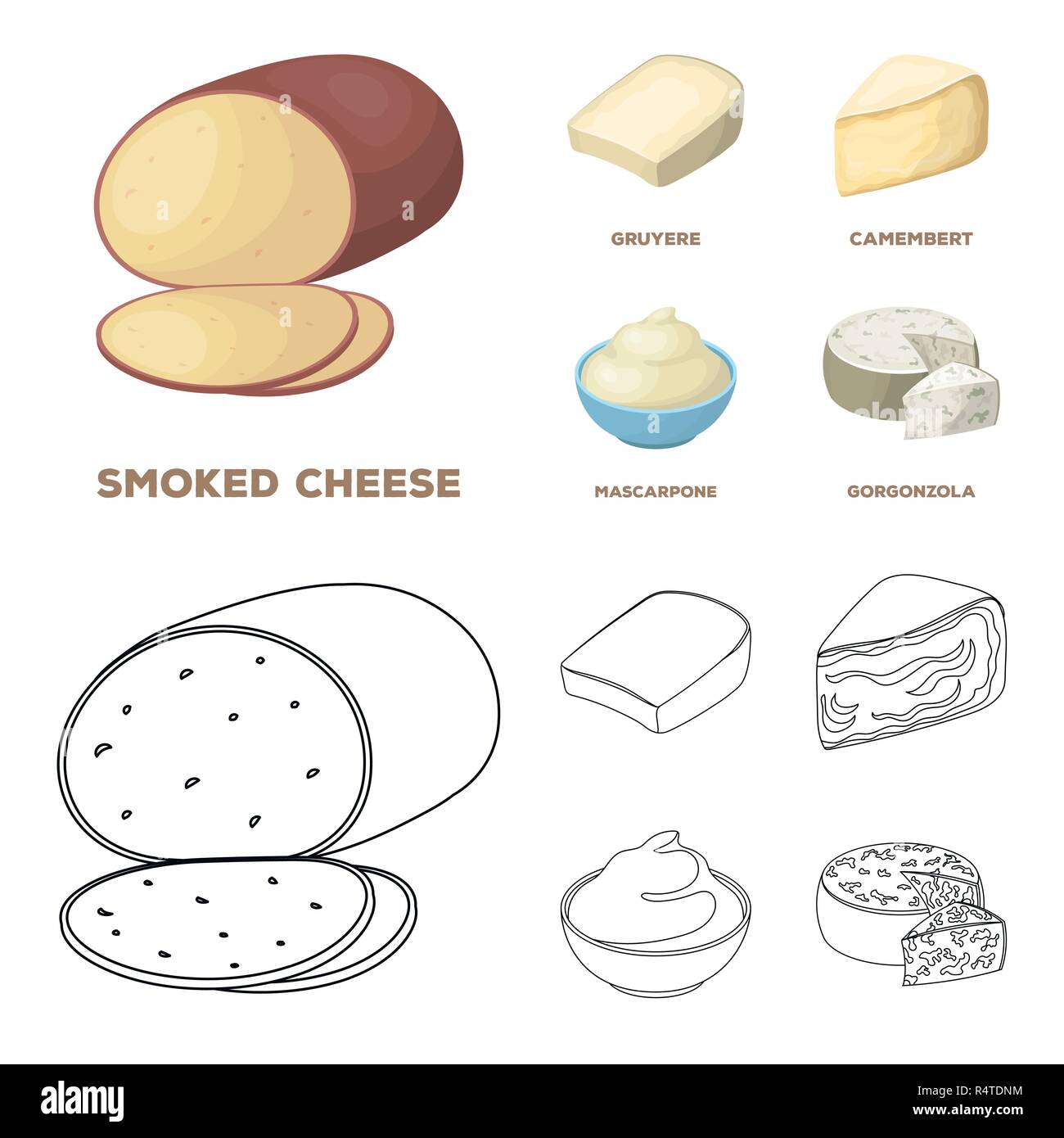 Gruyere, camembert, mascarpone, gorgonzola.Different types of cheese ...