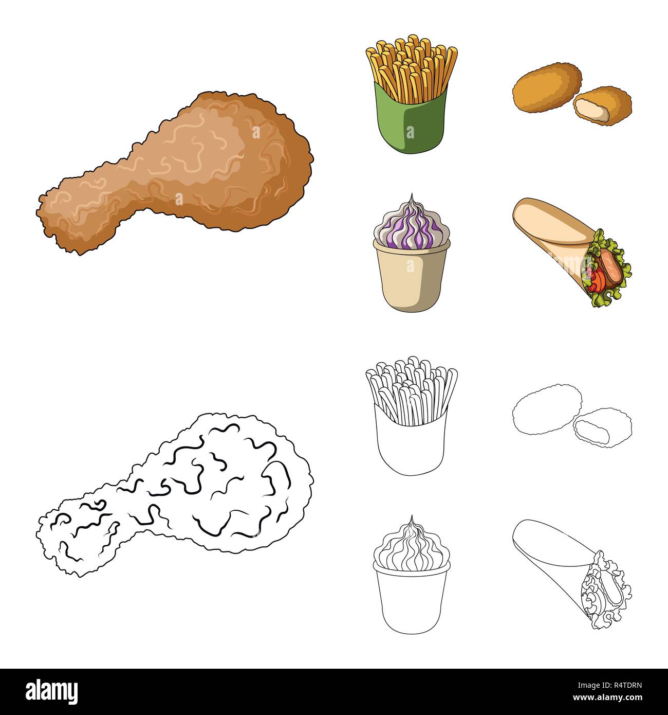 Food, refreshments, snacks and other icon in cartoon,outline style ...