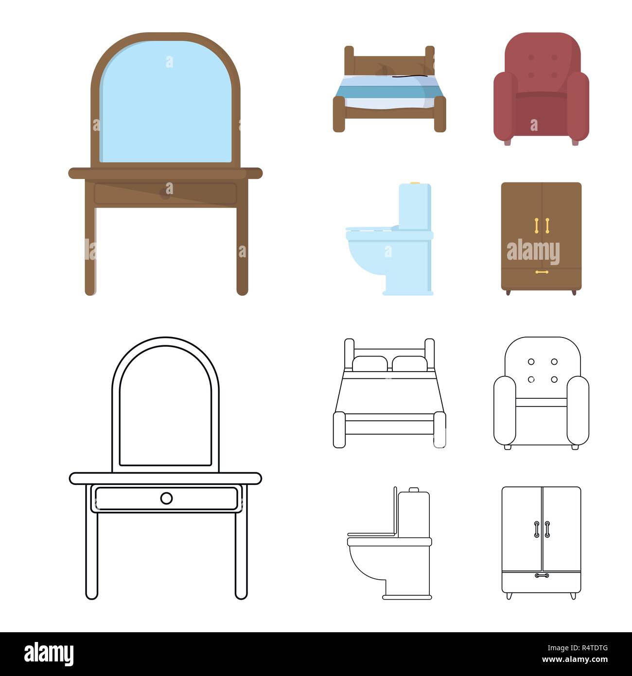 A bed, an armchair, a toilet, a wardrobe.FurnitureFurniture set ...