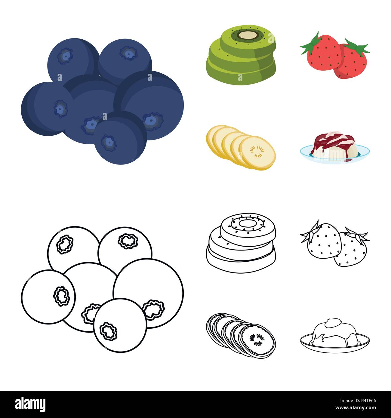 Fruits and other food. Food set collection icons in cartoon,outline ...