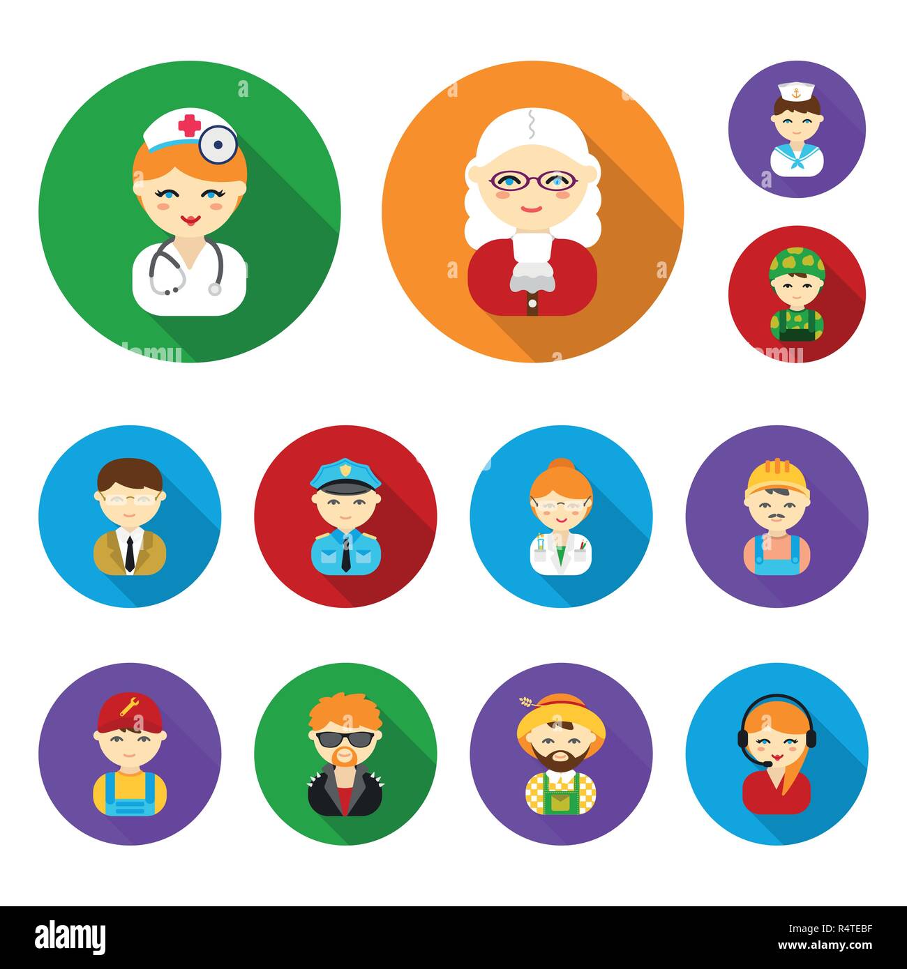 People of different professions flat icons in set collection for design ...
